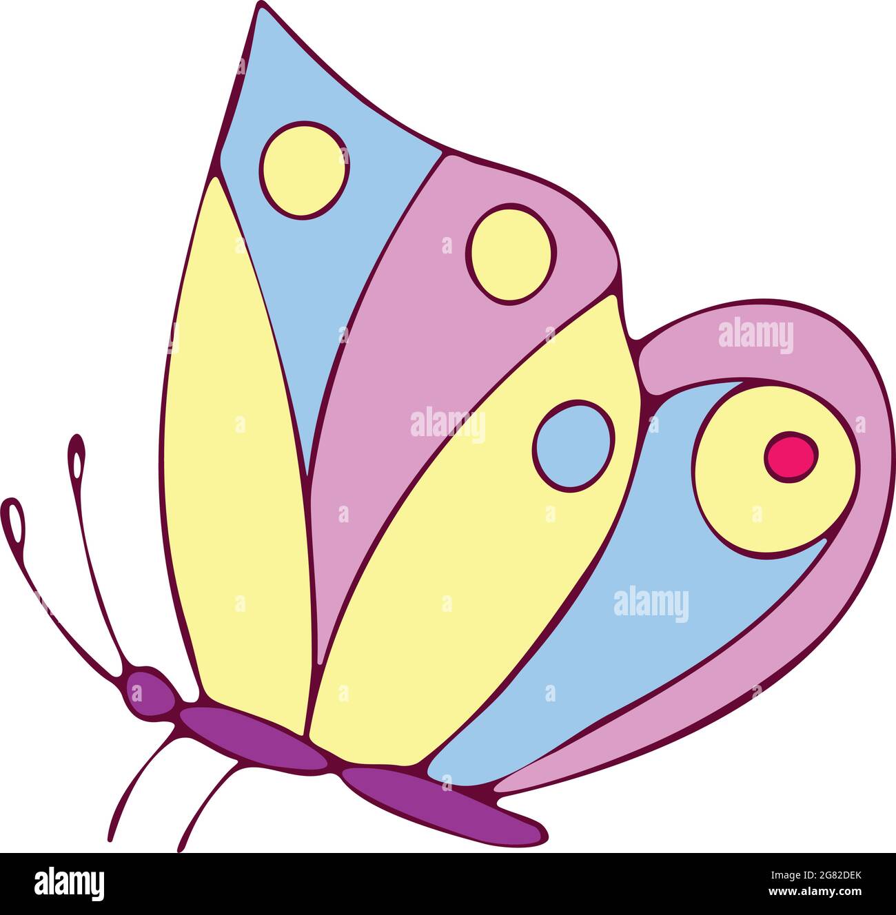 Colored Butterfly , vector illustration, icon. Butterfly wings side ...