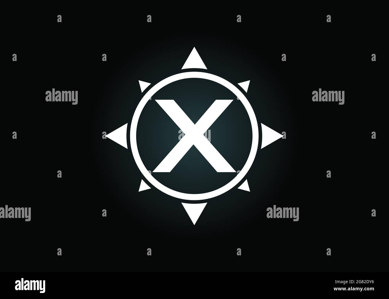 Initial X monogram letter alphabet in a compass. Font emblem. Compass ...