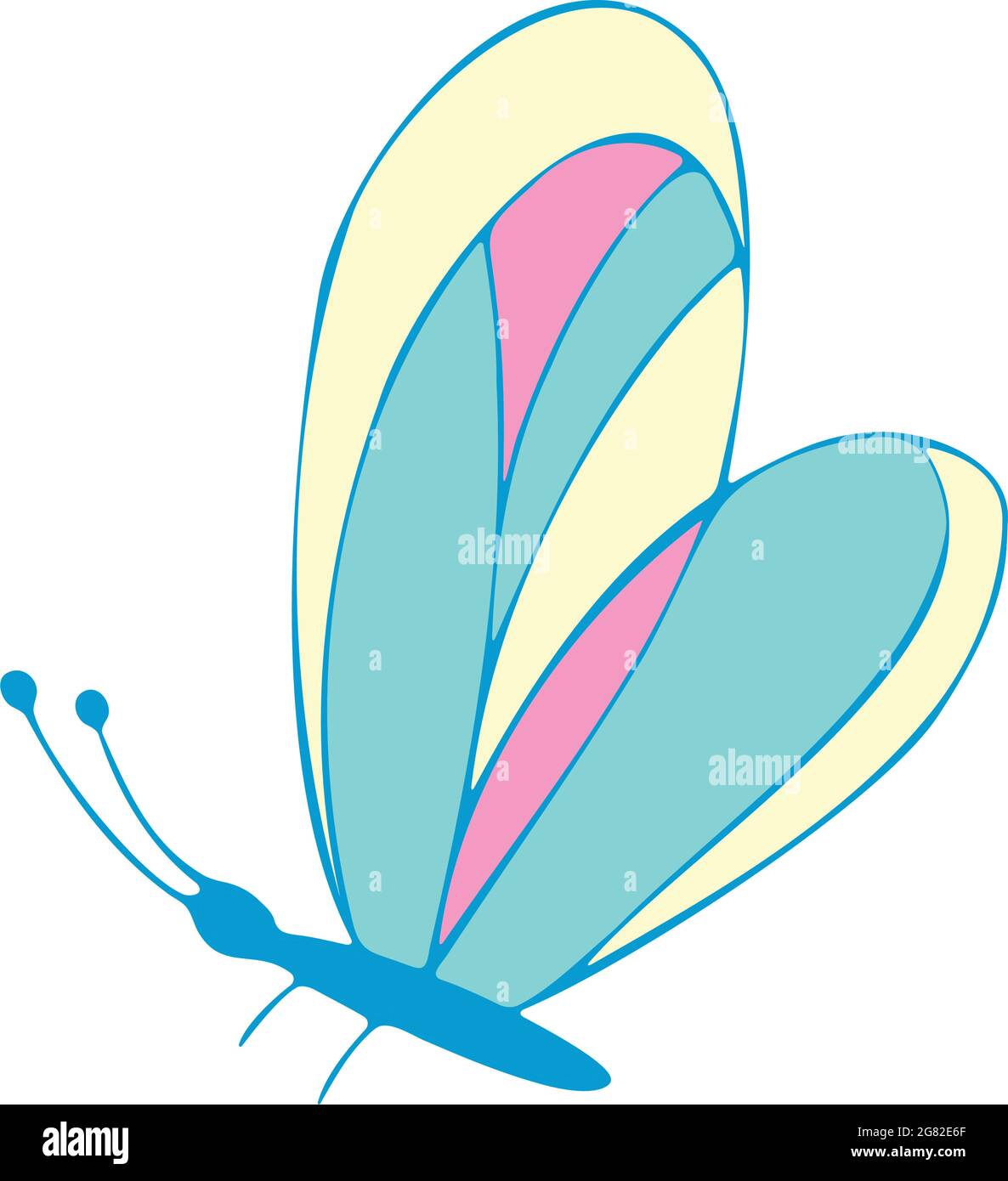Colored Butterfly , vector illustration, icon. Butterfly wings side ...