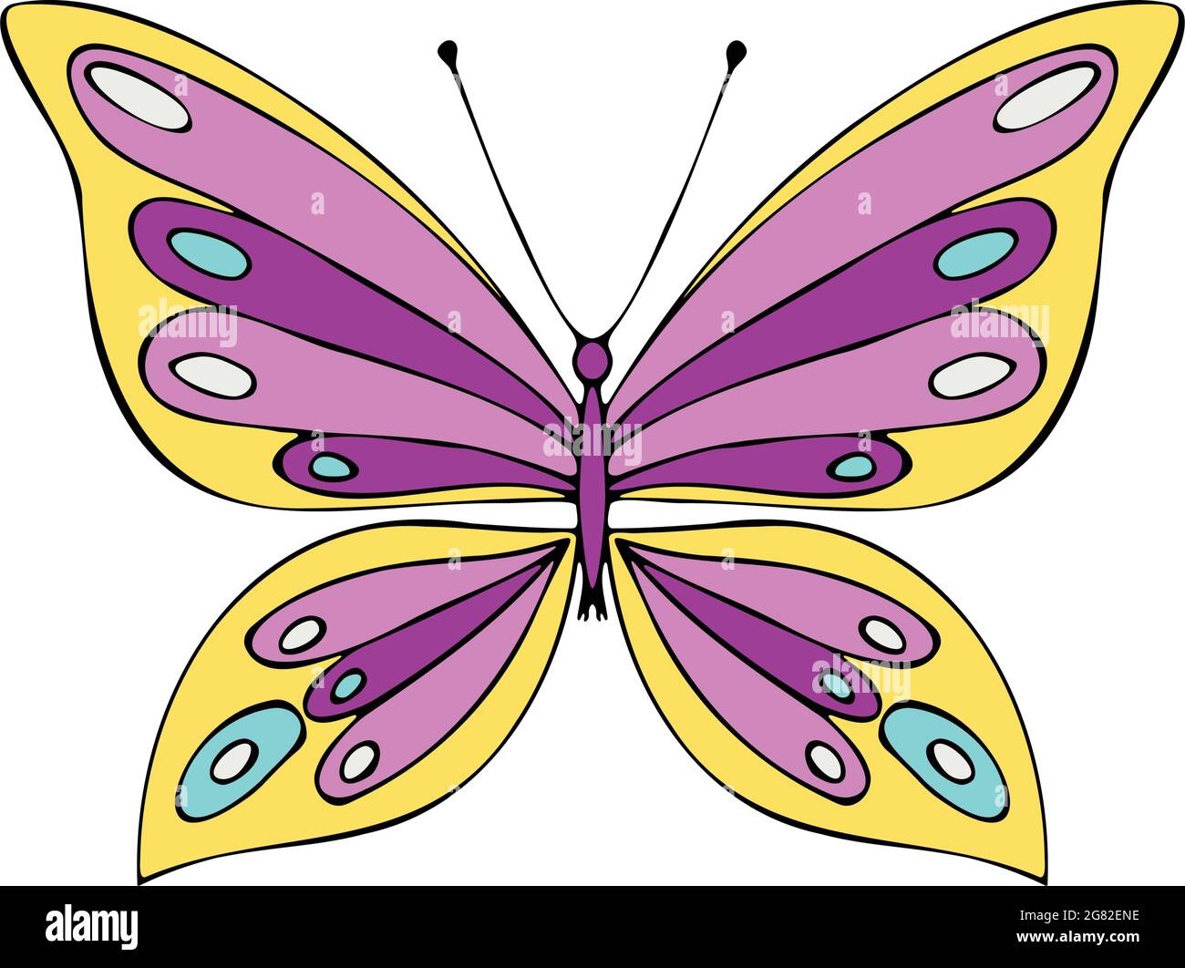 Colored Butterfly , vector illustration, icon. Butterfly with open ...