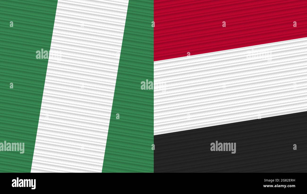 Yemen and Nigeria Two Half Flags Together Fabric Texture Illustration ...