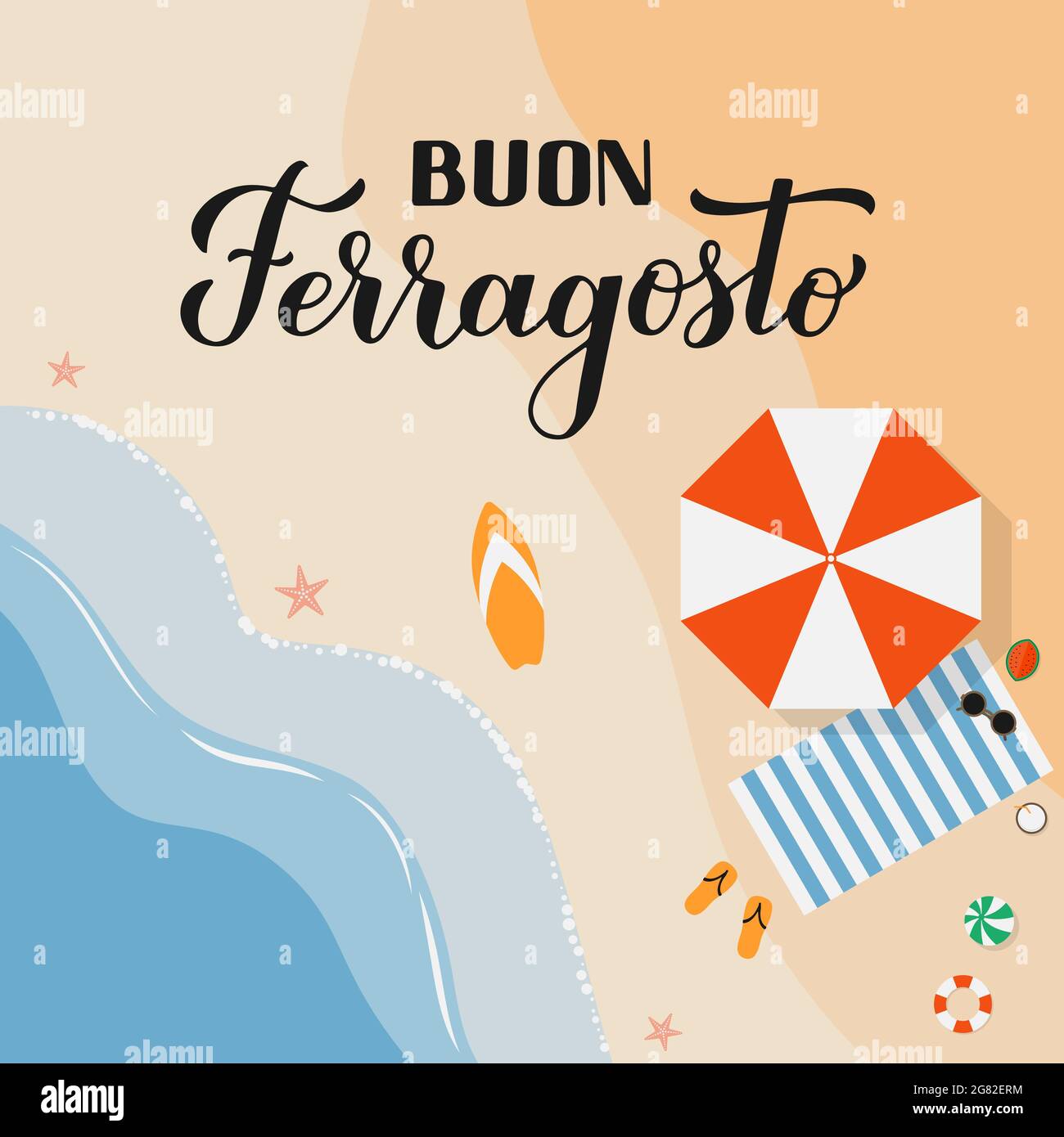 Buon Ferragosto - Happy August Festival in Italian. Traditional summer ...