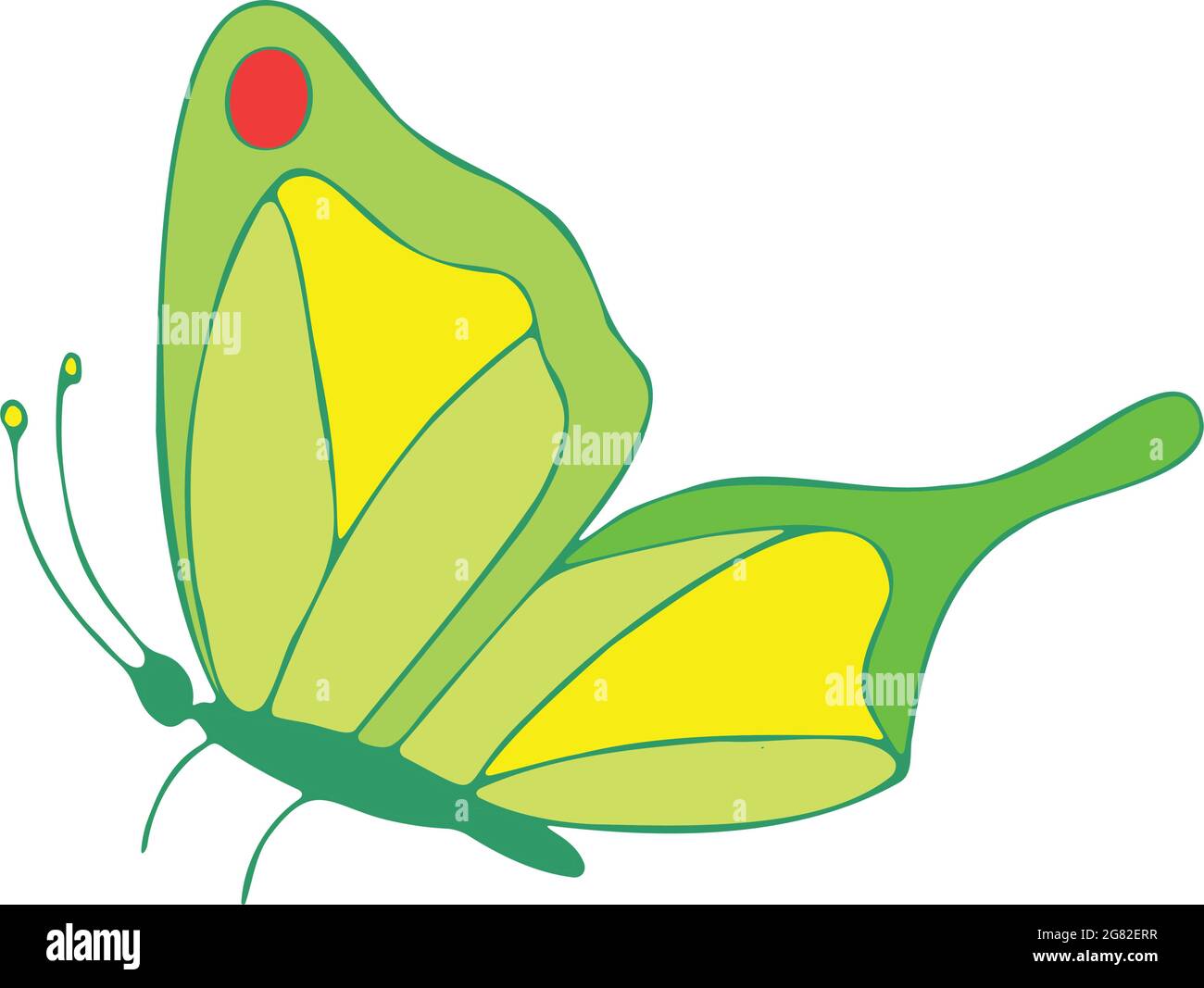 Colored Butterfly , vector illustration, icon. Butterfly wings side ...