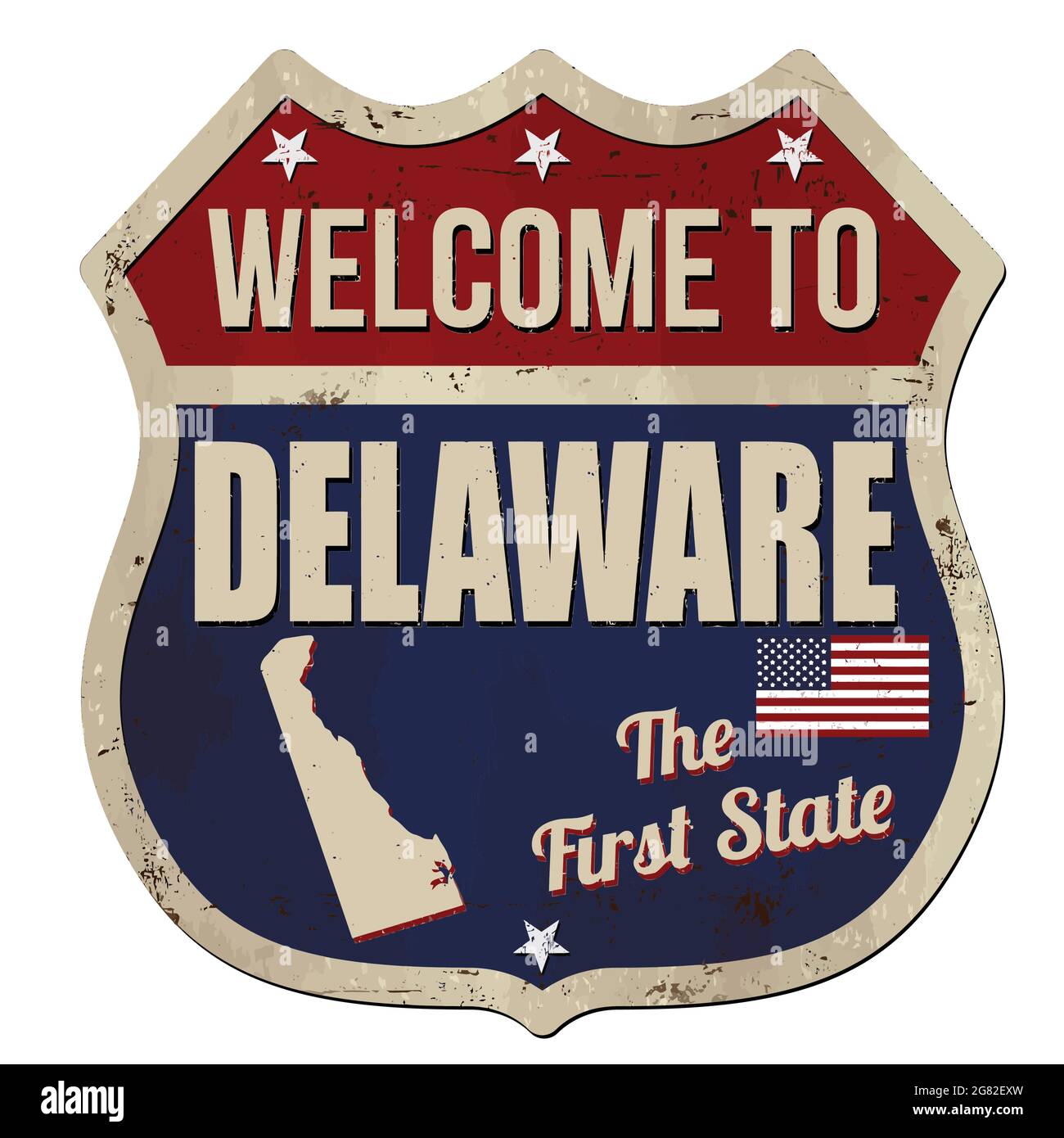 Welcome to Delaware vintage rusty metal sign on a white background ...