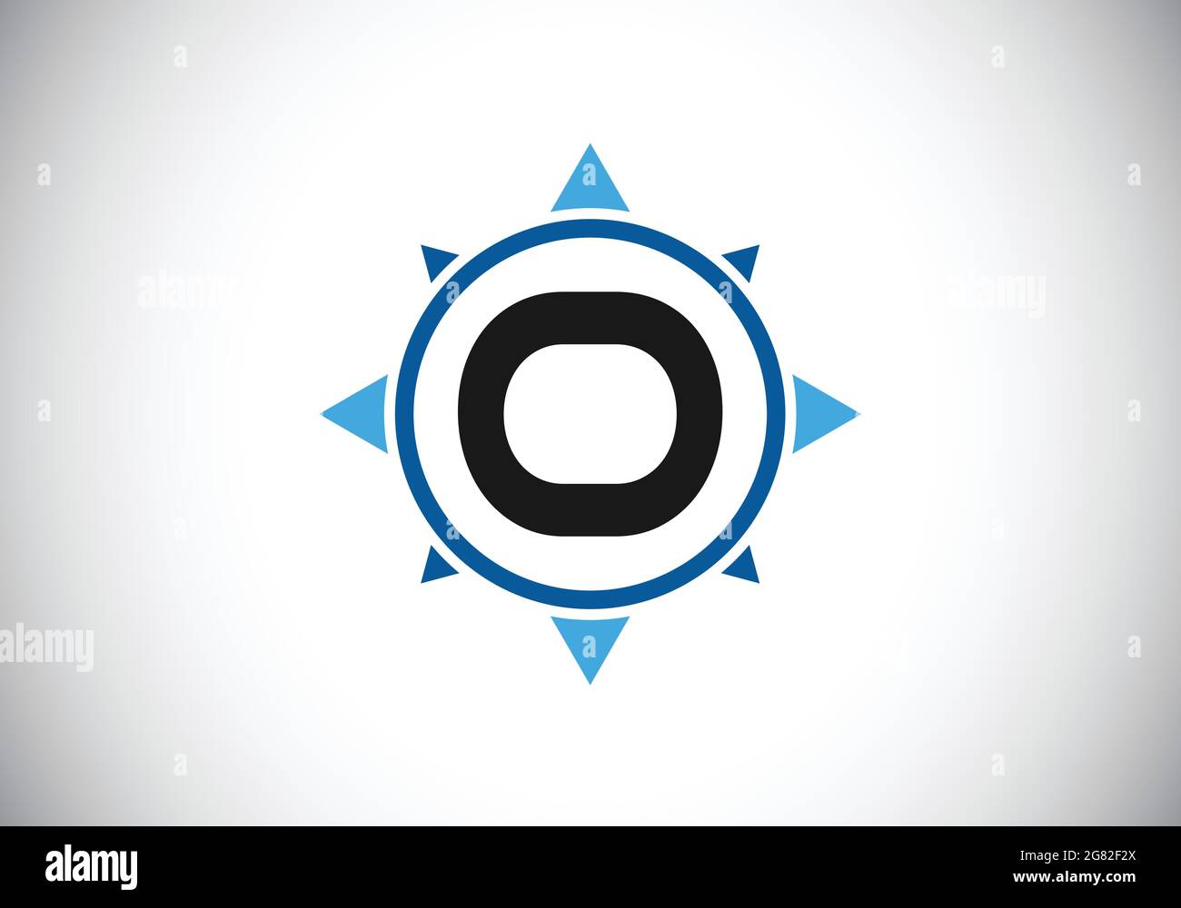 Initial O monogram letter alphabet in a compass. Font emblem. Compass ...