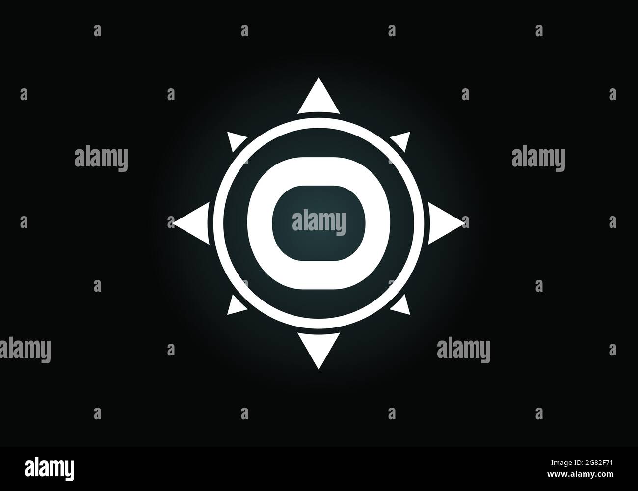 Initial O monogram letter alphabet in a compass. Font emblem. Compass ...