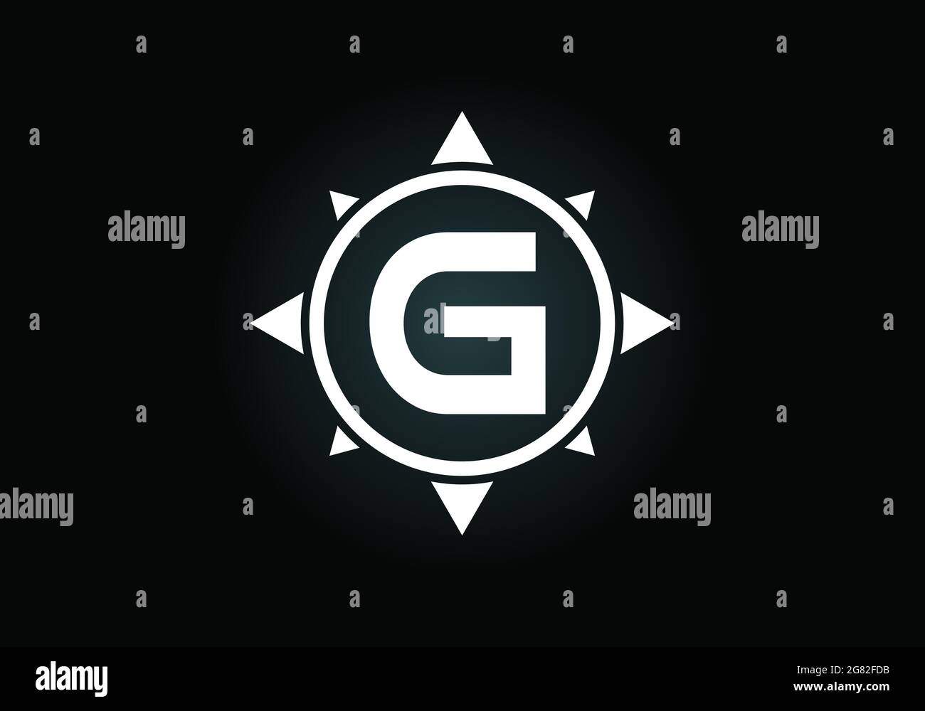 Initial G monogram letter alphabet in a compass. Font emblem. Compass ...