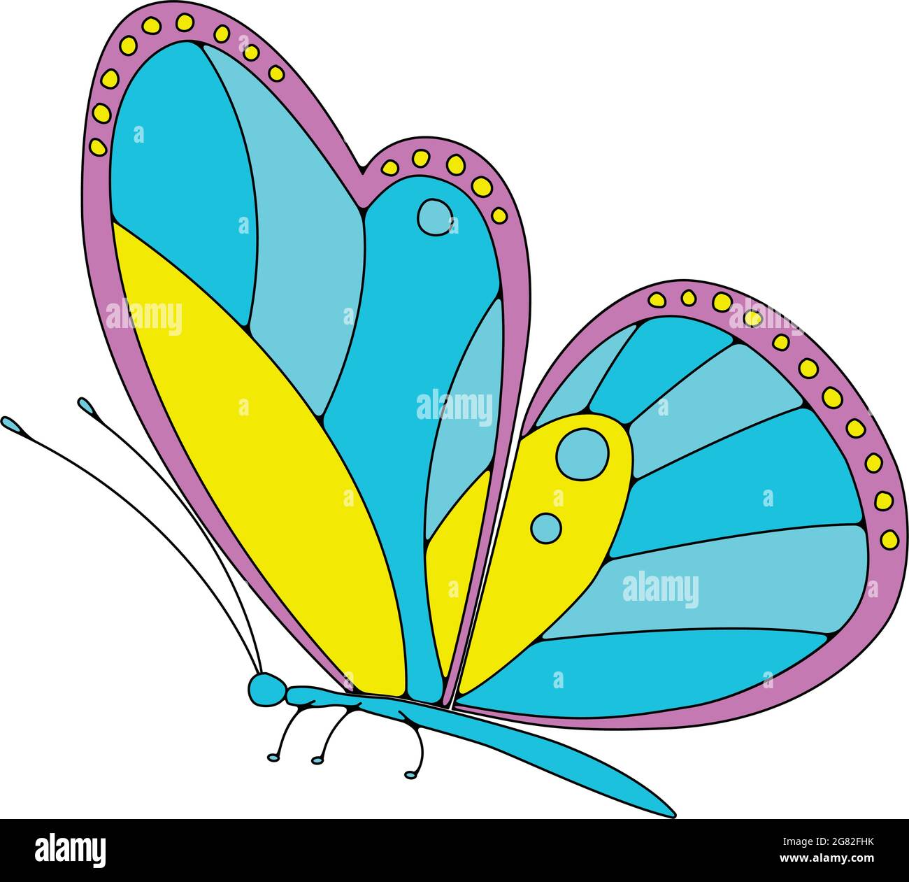 Colored Butterfly , vector illustration, icon. Butterfly wings side ...