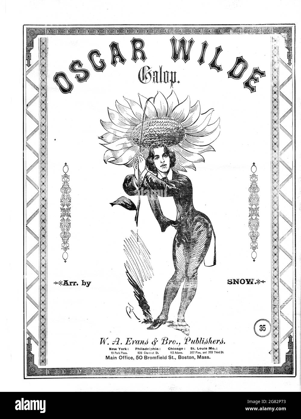 Oscar Wilde Galop, ca. 1880 cartoon lithograph sheet music of Oscar ...