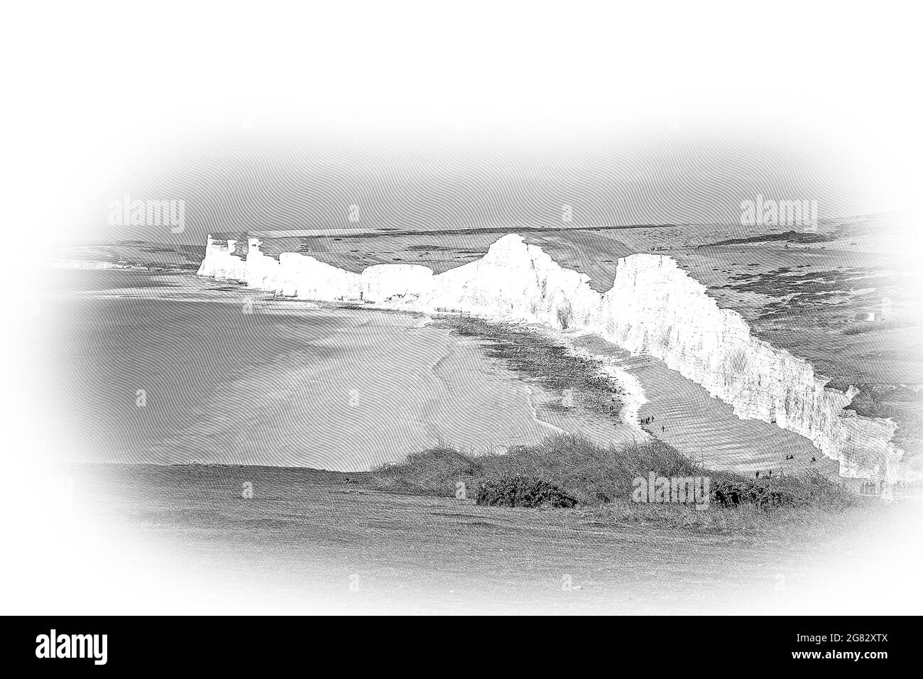 Famous Seven Sisters White Cliffs at the coast of Sussex England Stock ...