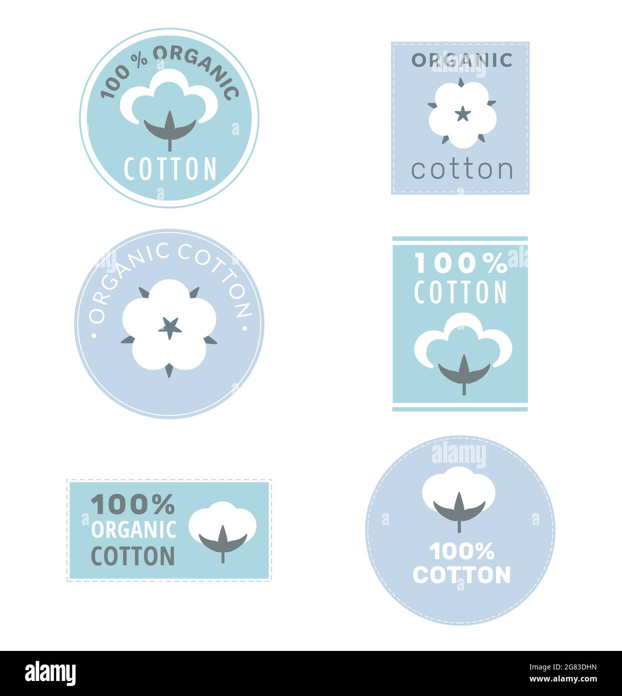 Collection of cotton labels and organic cotton signs with delicate ...