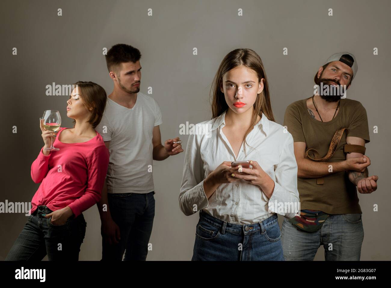 Social Media Today. People hands addicted by mobile smart phone ...