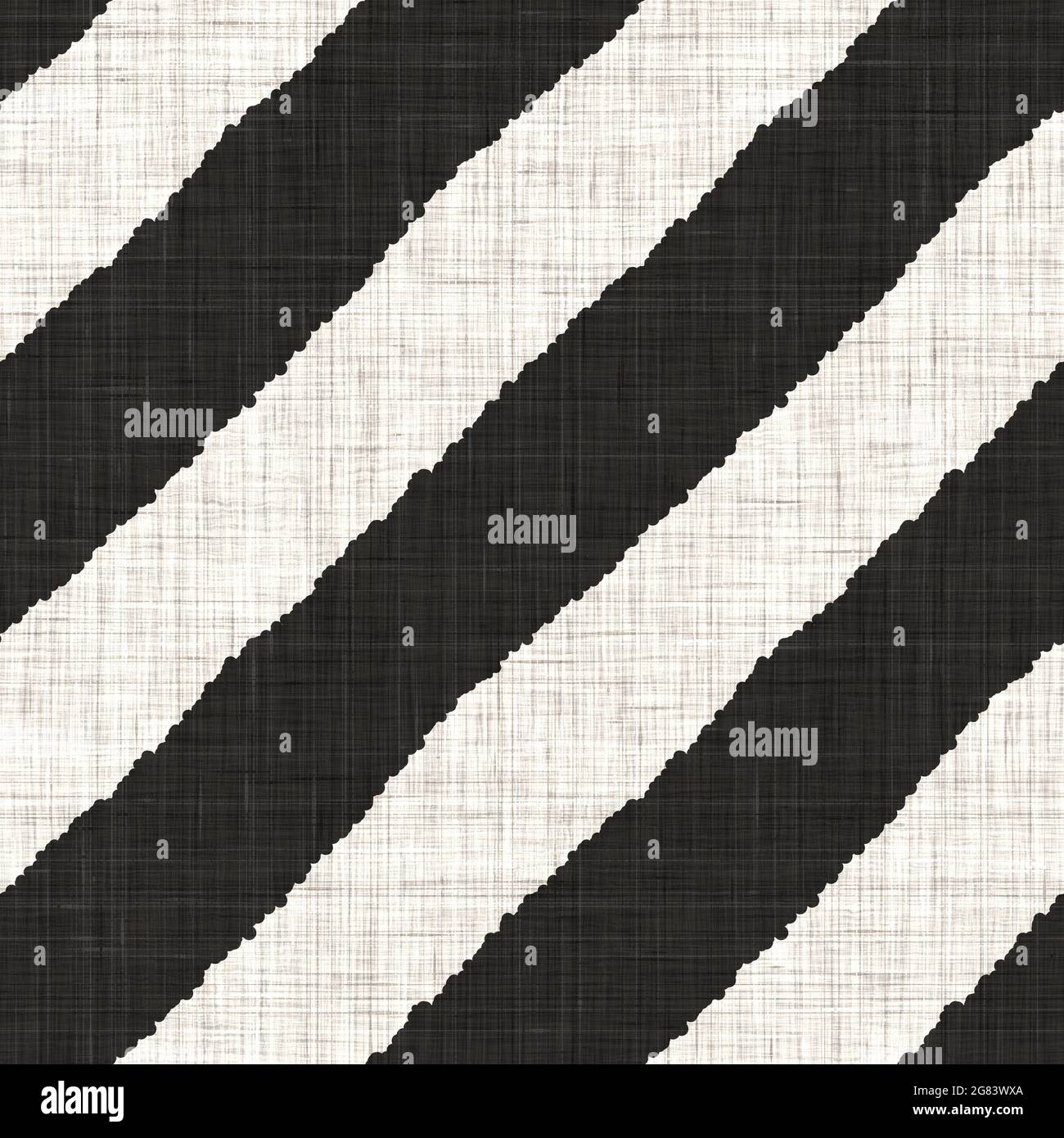Seamless black white woven cloth stripe linen texture. Two tone ...