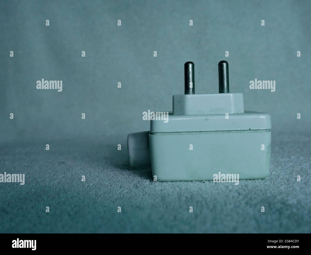 Electric power charger presenting isolated at white backdrop ...