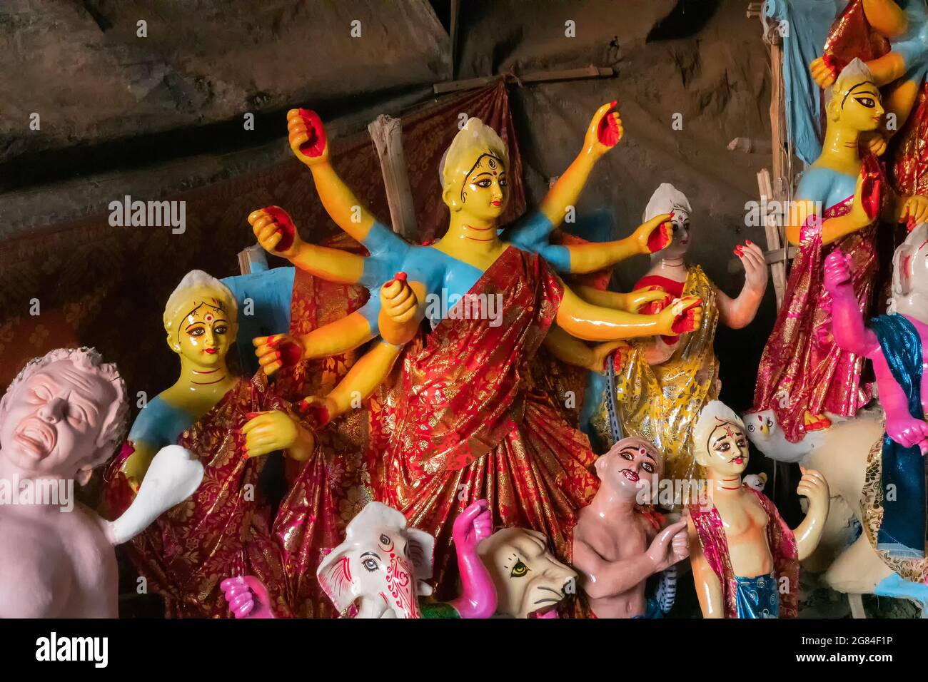 Kolkata, West Bengal, India - 7th October 2018 : Clay idol of Goddess ...