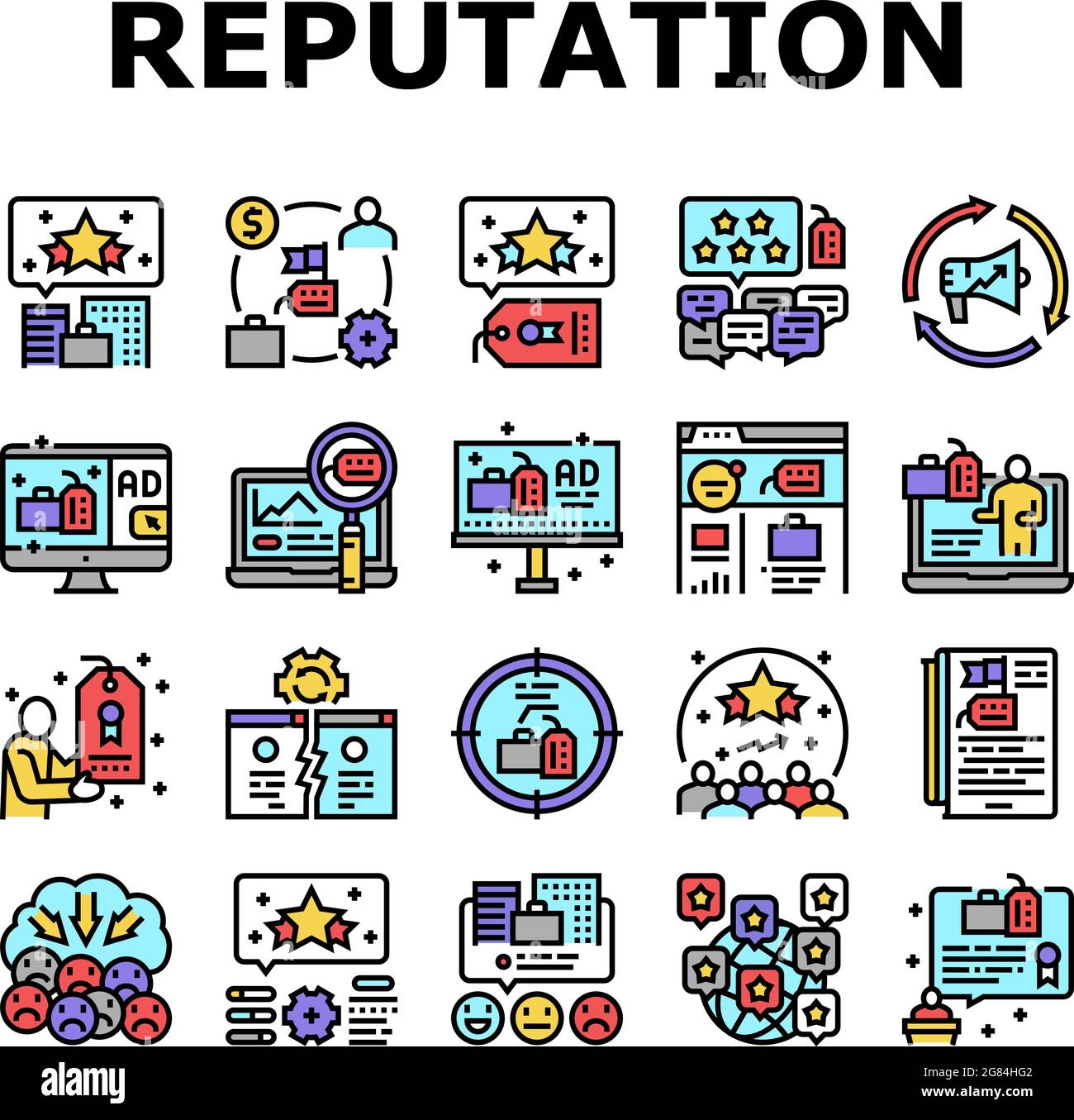 Reputation Management Collection Icons Set Vector Stock Vector Image ...