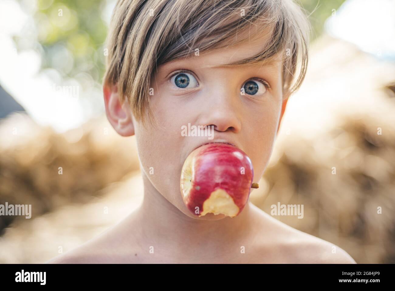Summer happy chid and joy Boy on a breeze in an village. Outdoor ...