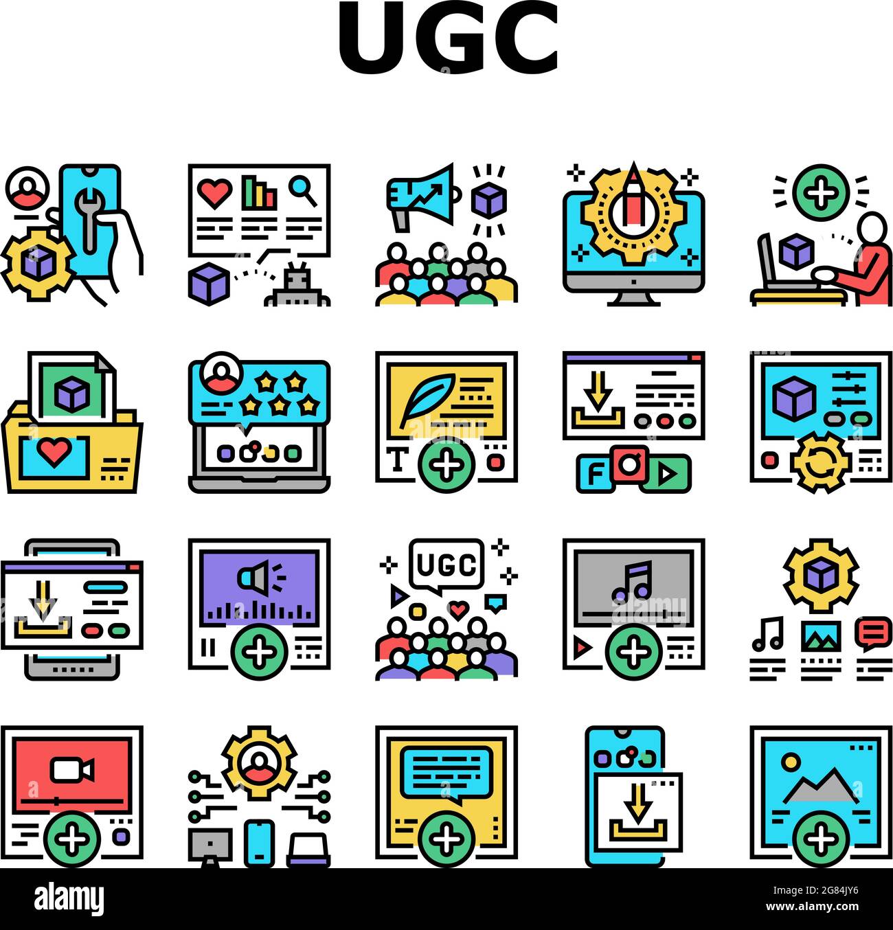 User Generated Content Collection Icons Set Vector Stock Vector Image ...