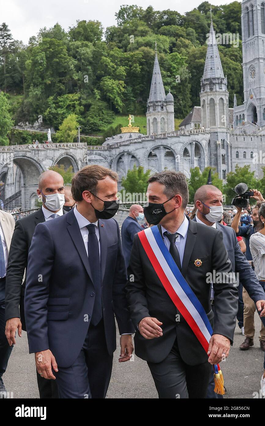 Lourdes, France. 16th July, 2021. French President Emmanuel Macron ...