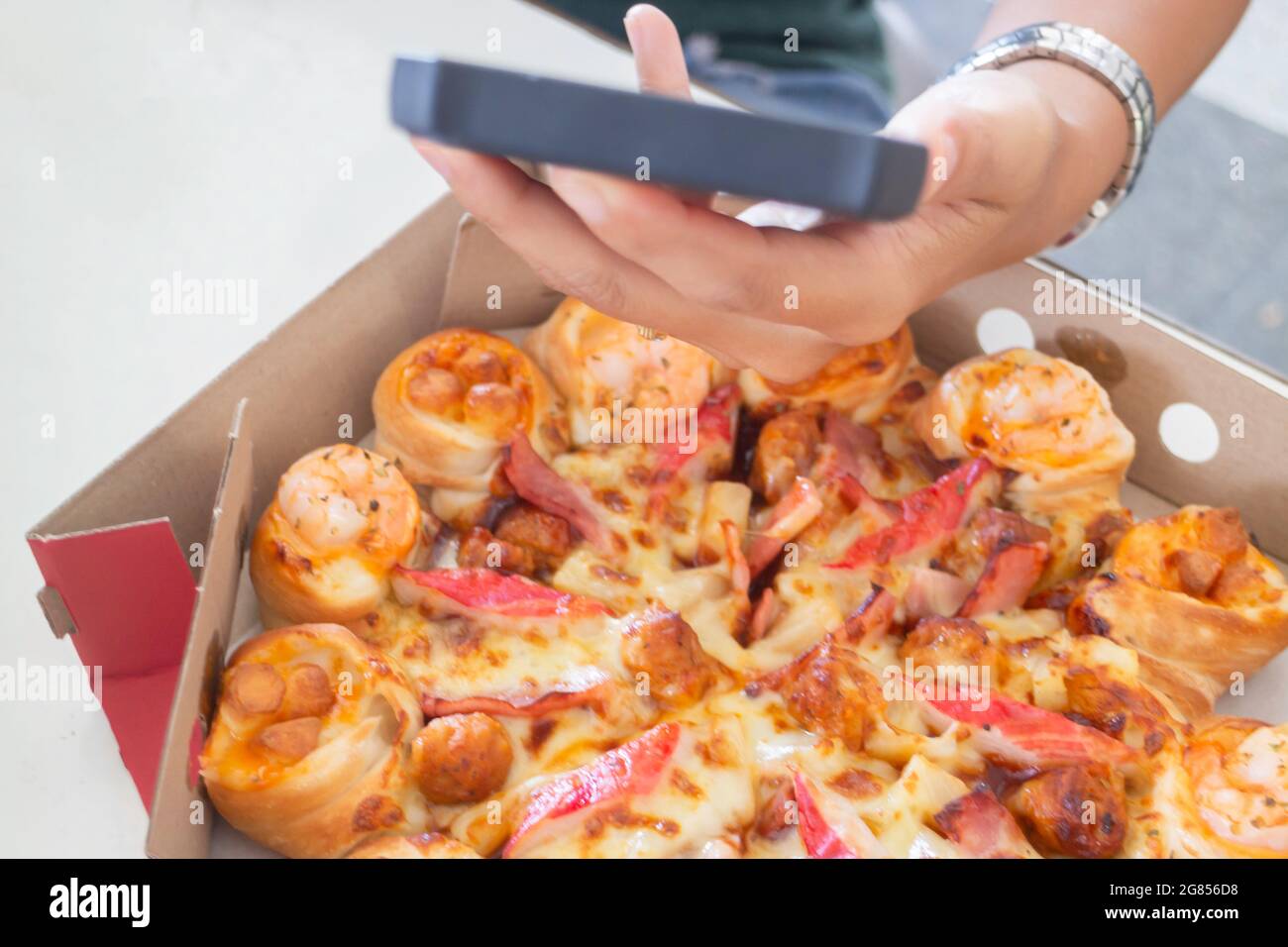 Pizza fast food in the office, stock photo Stock Photo - Alamy