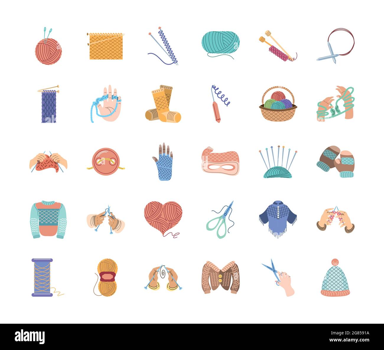 knitted clothes and knitting tools Stock Vector Image & Art - Alamy