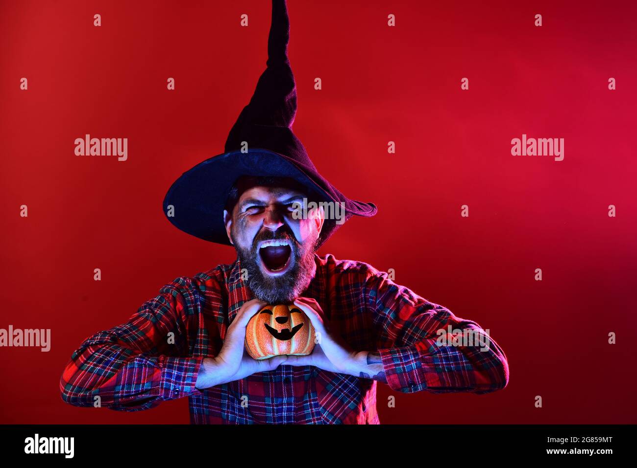 Horror man funny faces. Halloween decoration and scary concept ...