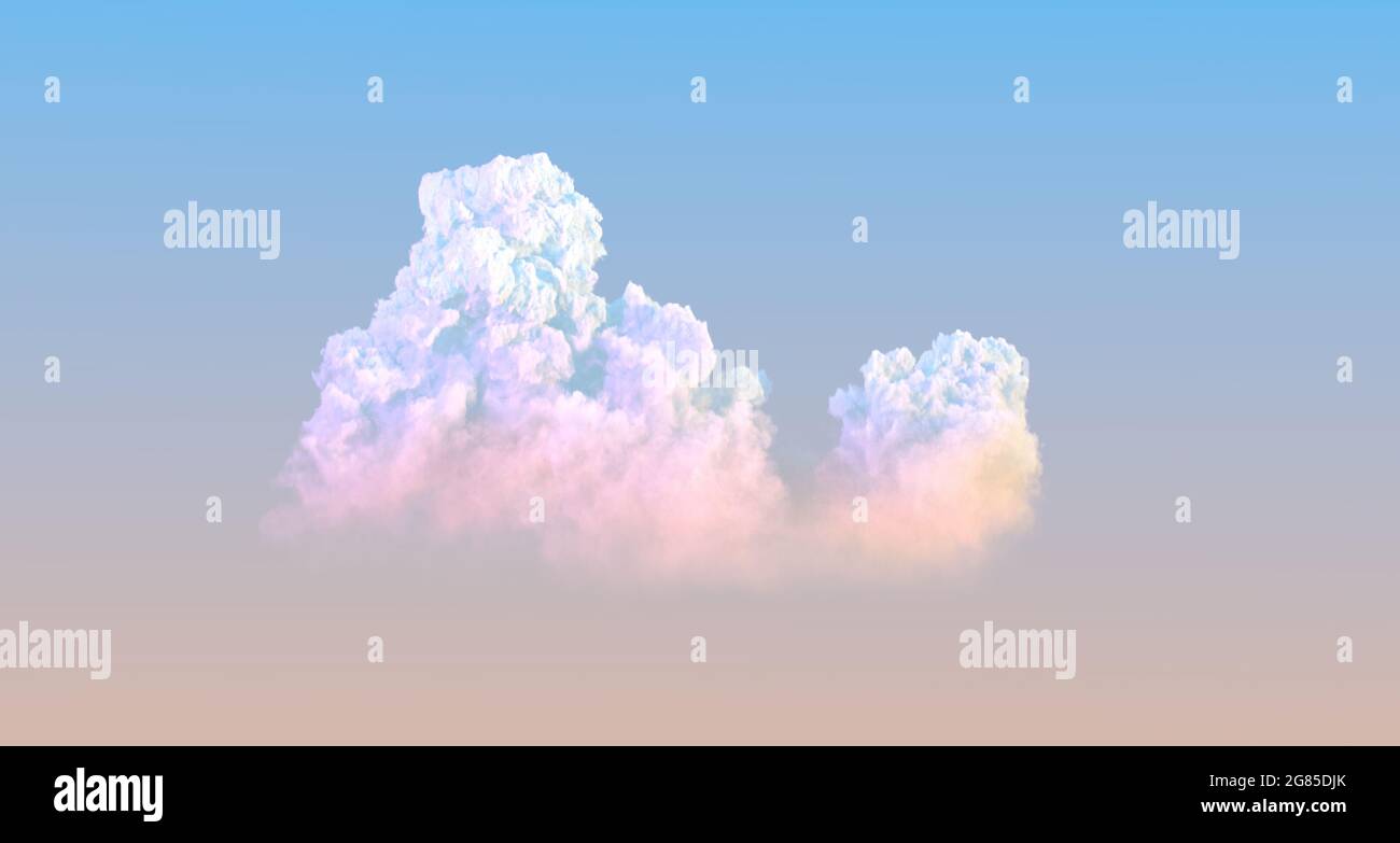 beautiful single sunset cumulus cloud - concept nature 3D rendering Stock Photo - Alamy
