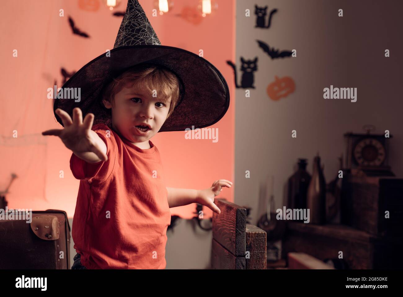 Halloween child decoration and kids scary concept. Halloween background ...
