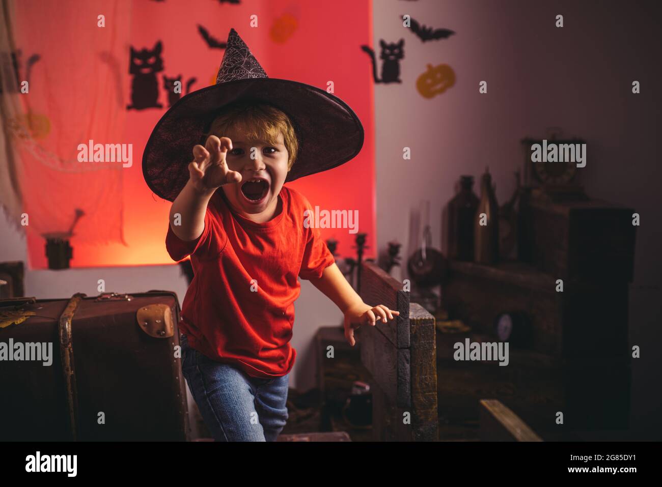 Halloween child decoration and kids scary concept. Halloween background ...