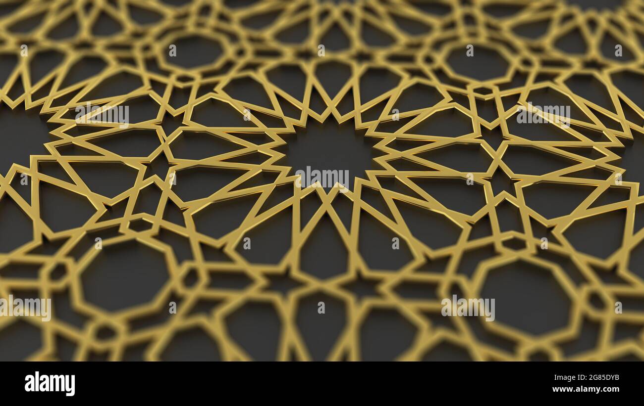 Ramadan arabesque, gold moroccan circle ornament. Gold islamic pattern ...
