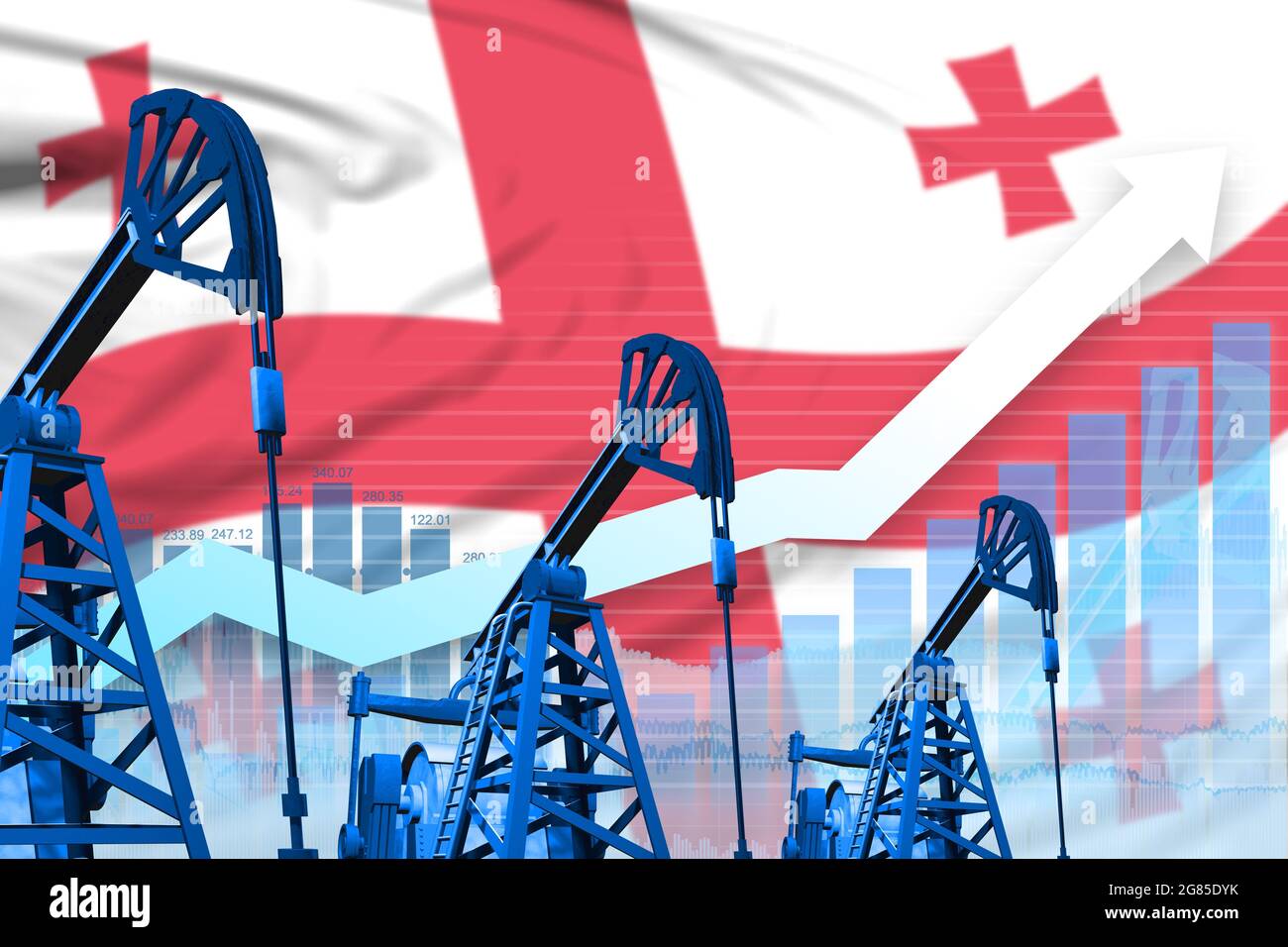 Georgia oil industry concept, industrial illustration - rising up chart ...