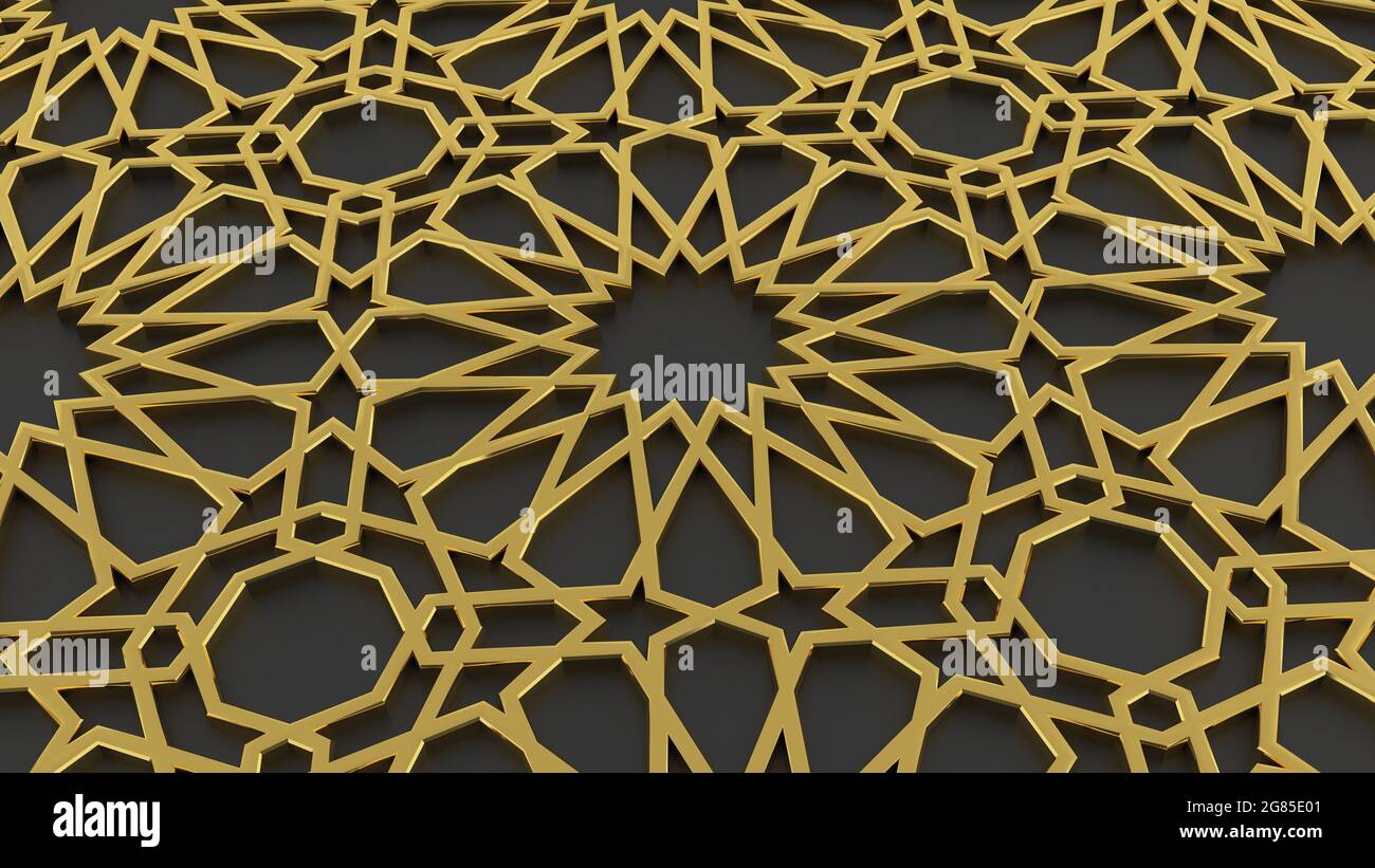 Gold islamic pattern in 3d,perspective wiev. Ramadan arabesque, gold ...