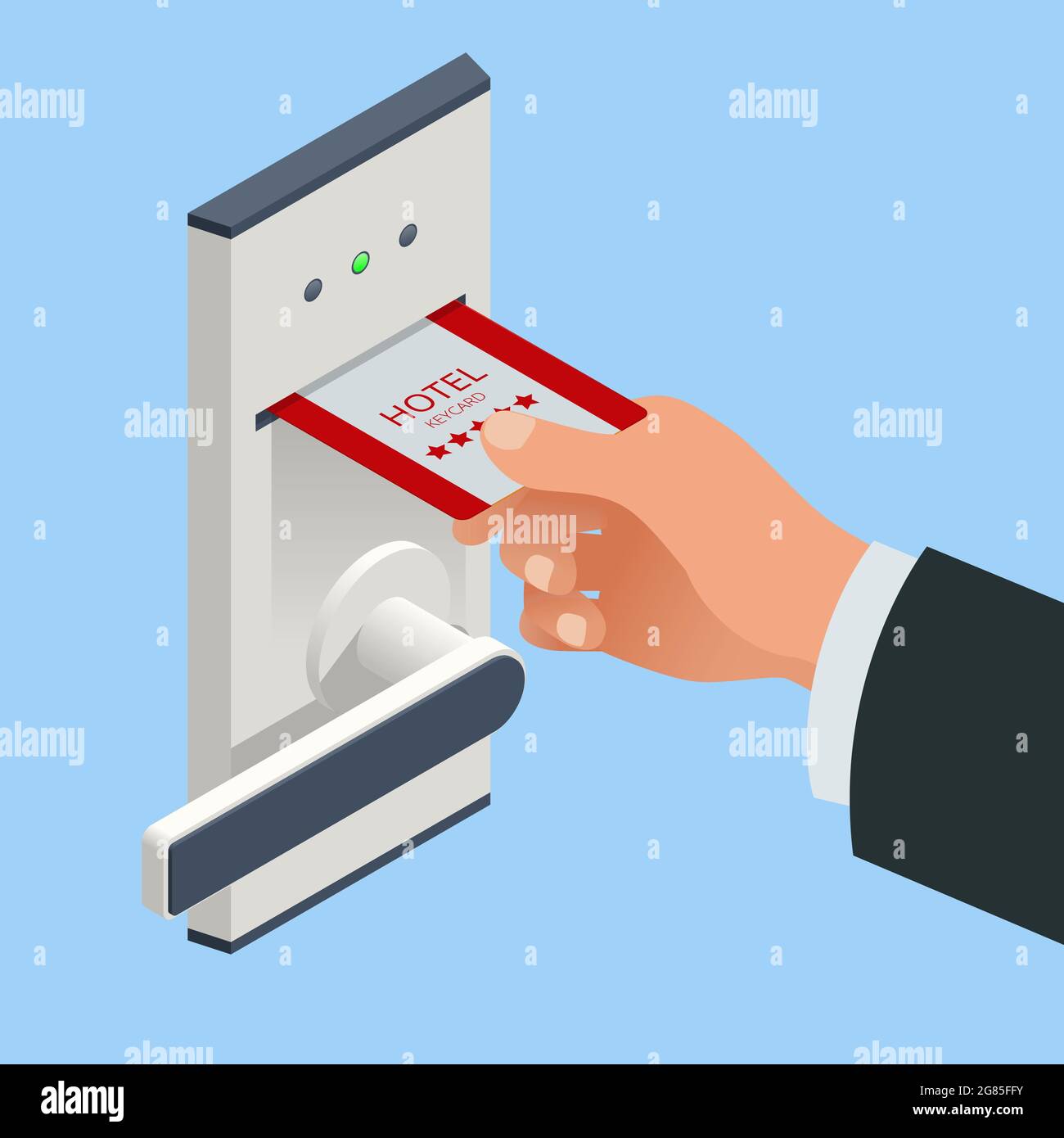 Access control and management system for hotels. Isometric wireless ...