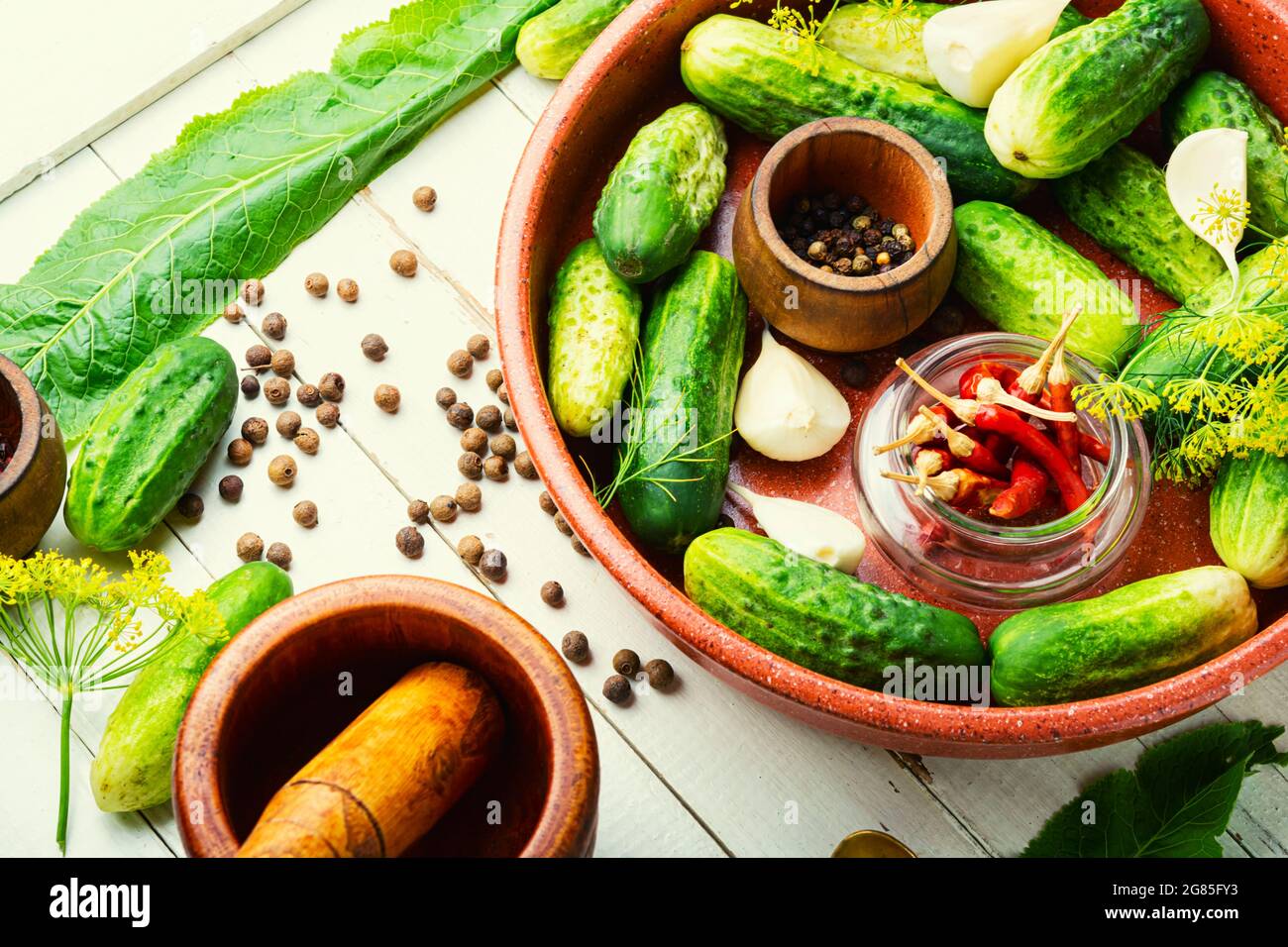 Salted homemade cucumbers.Cooking process.Canned gherkin.Marinated ...