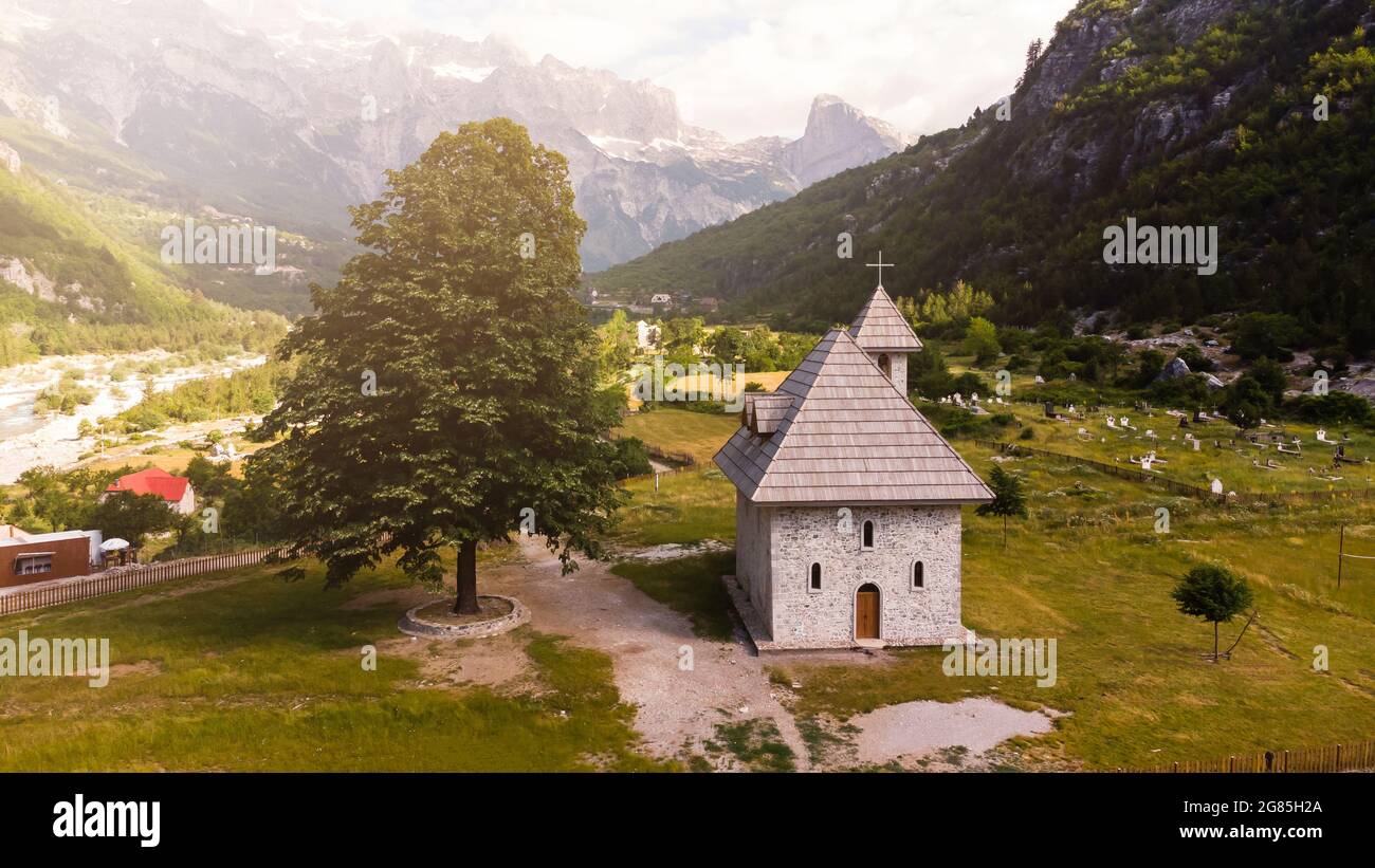 A Catholic Church in the village of Theth in Prokletije in the Acursed ...