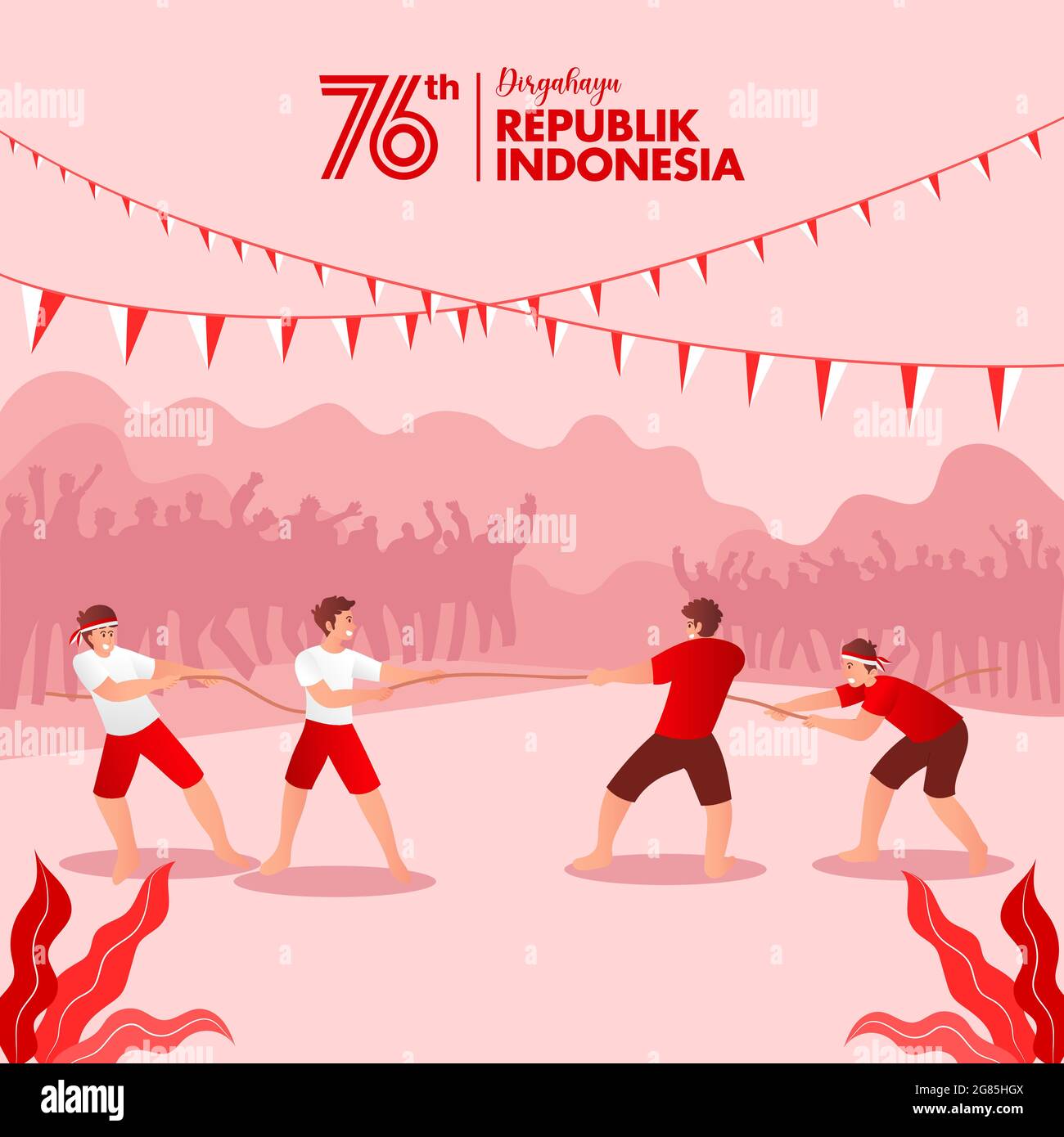 Indonesia independence day greeting card with traditional games concept ...