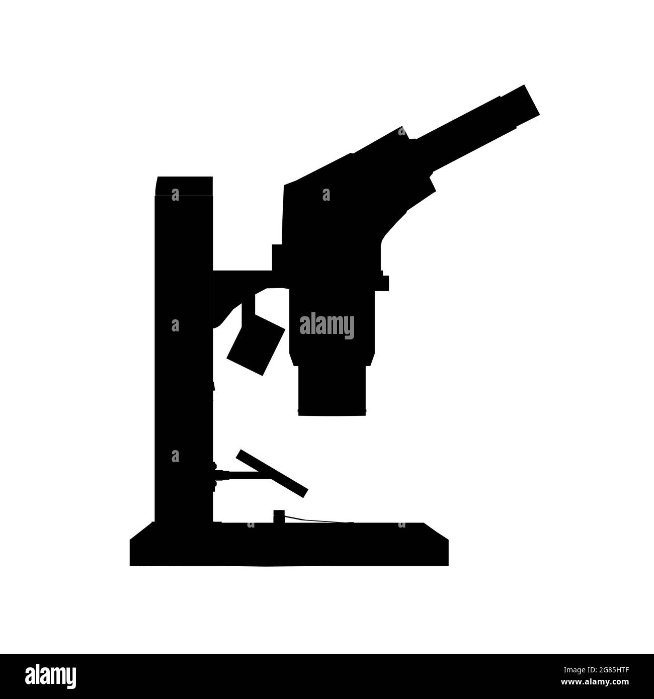 Microscope silhouette isolated on white background. Side view. Vector ...