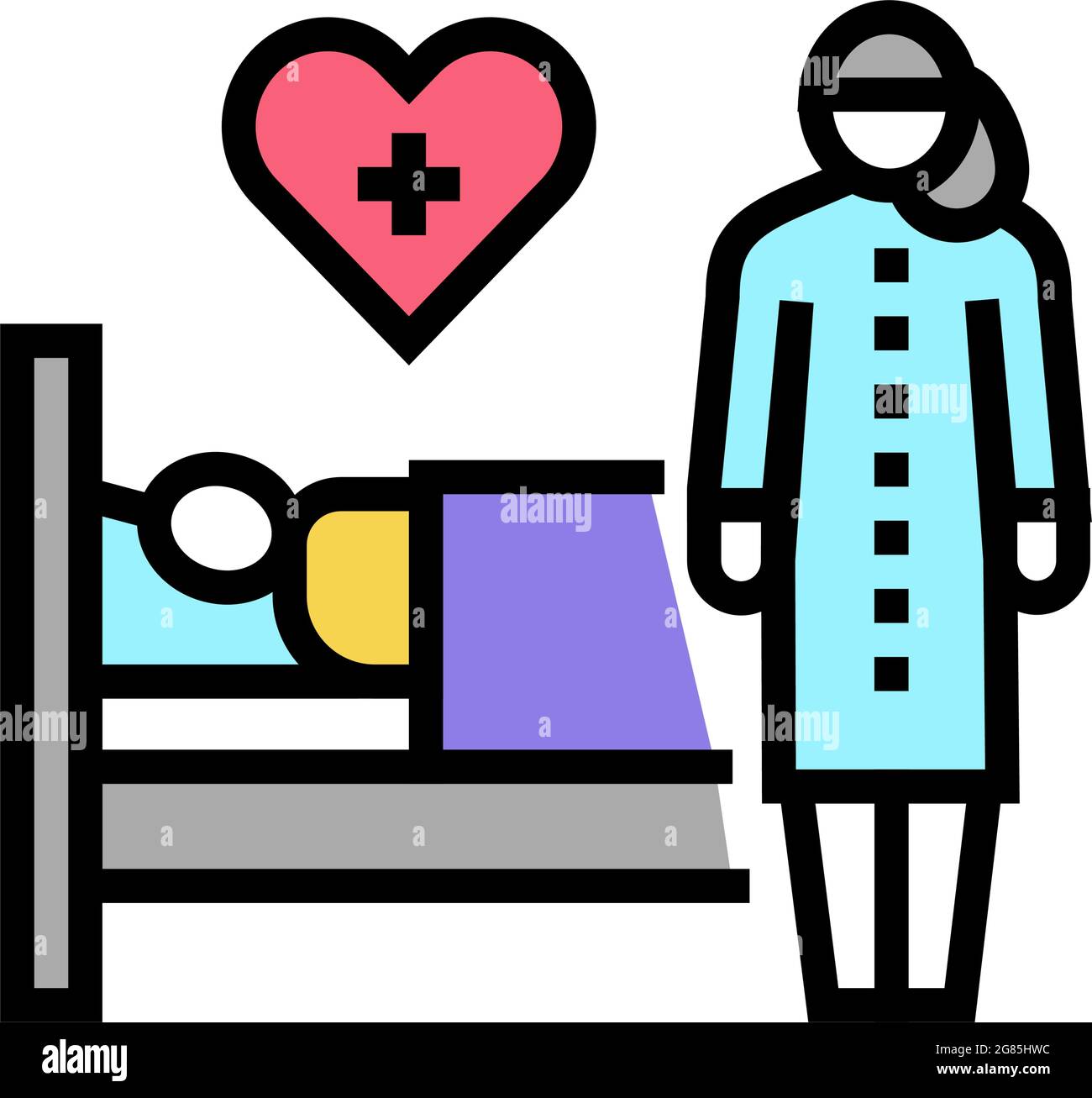 helping and caring for sick people color icon vector illustration Stock ...