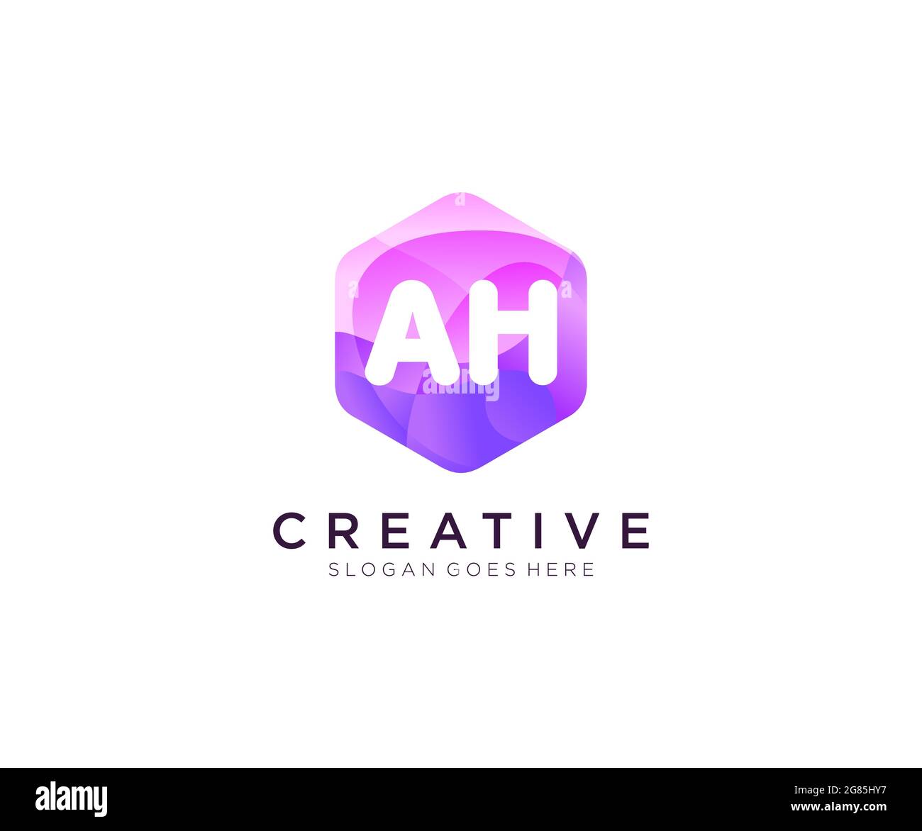 AH initial logo With Colorful Hexagon Modern Business Alphabet Logo ...