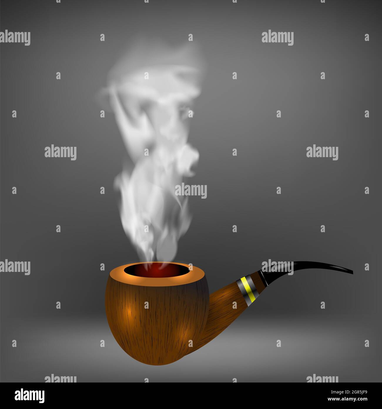 Cartoon illustration retro detective smoking hi-res stock photography ...