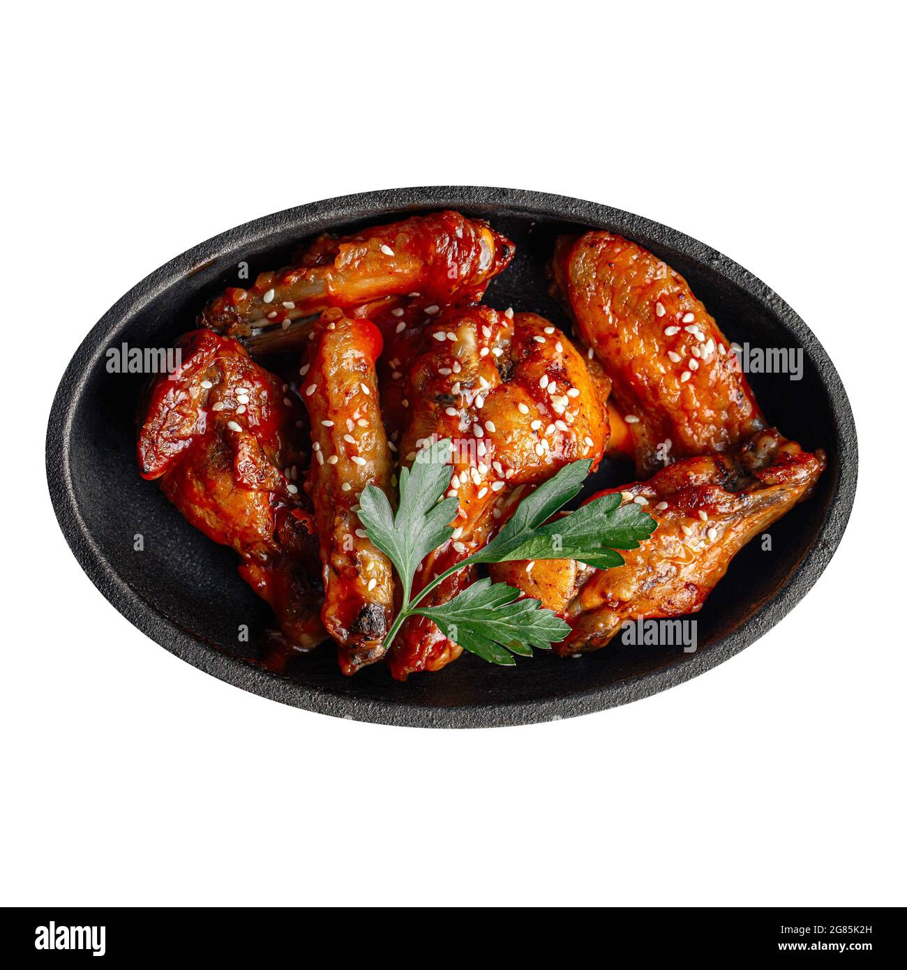 Isolated plate of fried wings in teriyaki sauce Stock Photo - Alamy