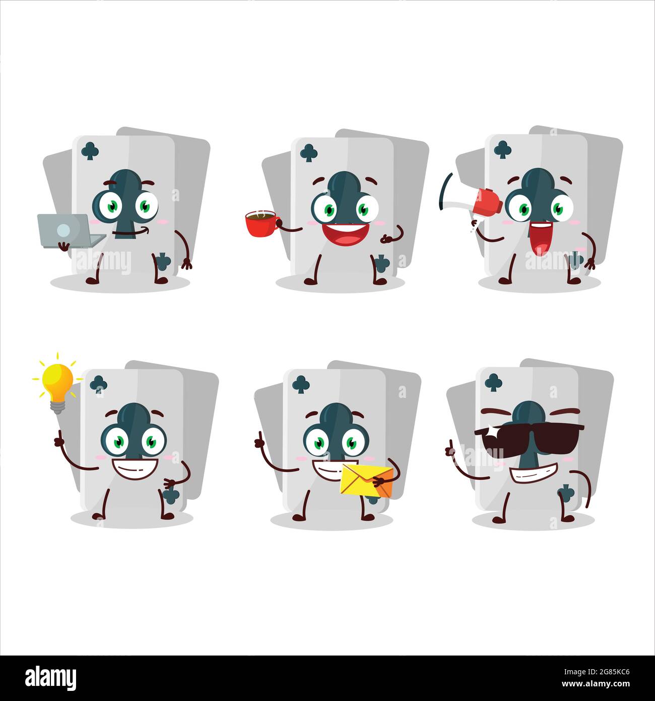 Remi card club cartoon character with various types of business ...