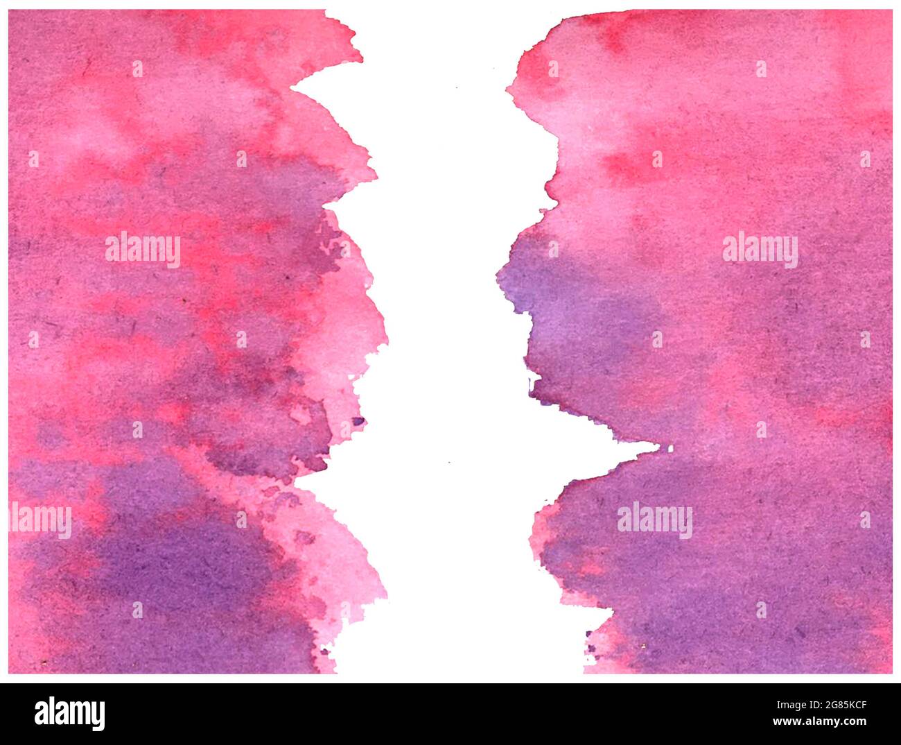 Background watercolor frame side pink-purple, borders on the edges of ...