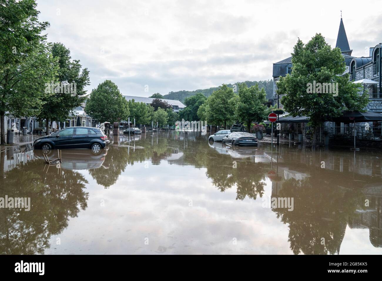 Illustration shows floods in Durbuy after the heavy rainfall of the ...