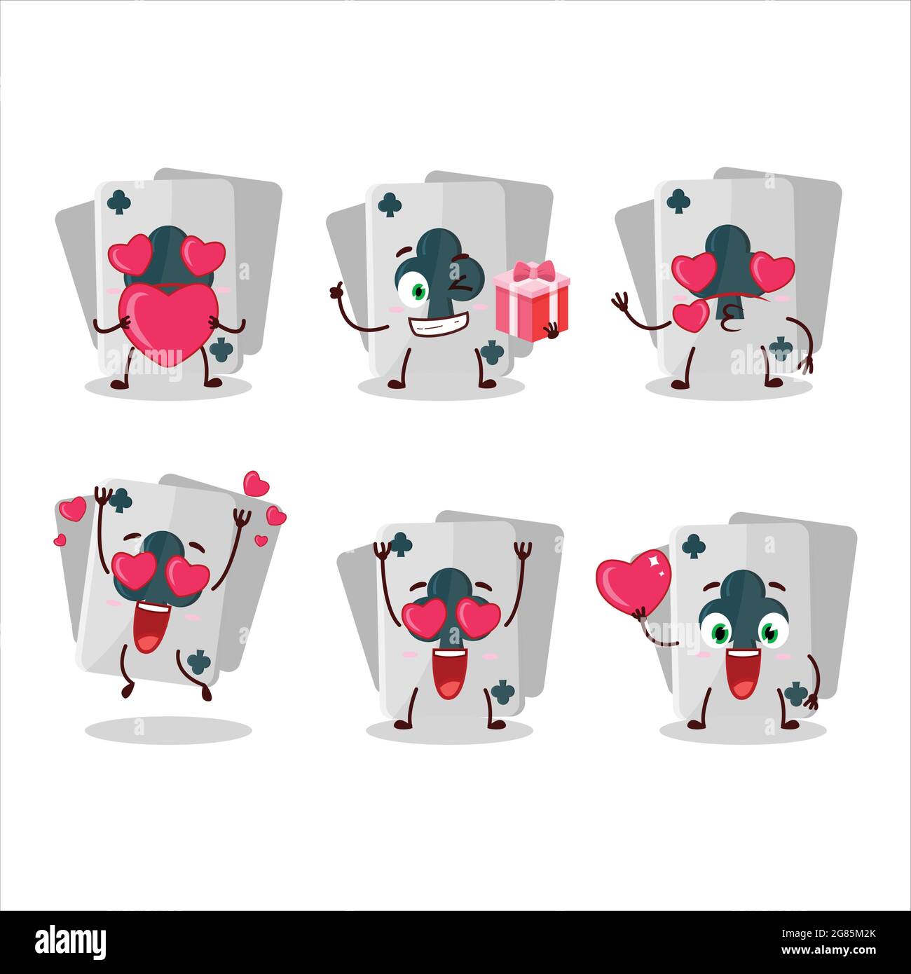 Remi card club cartoon character with love cute emoticon. Vector ...