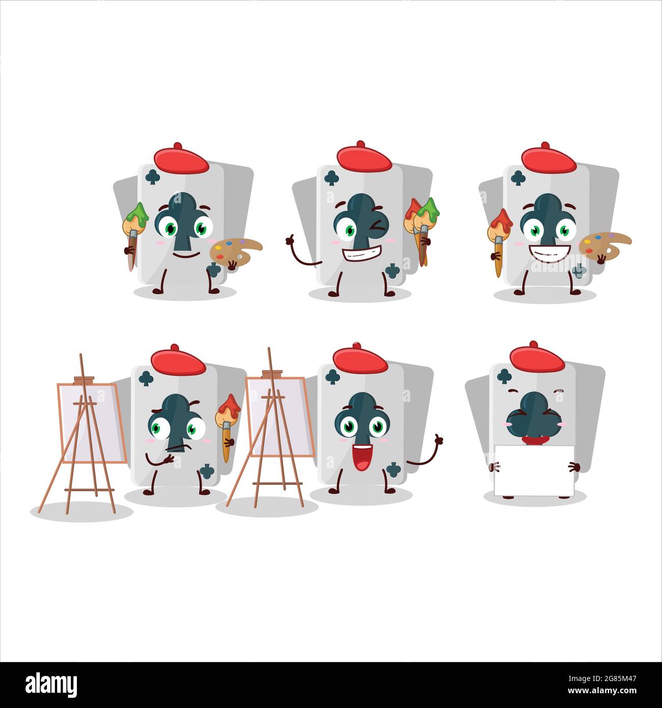 Artistic Artist of remi card club cartoon character painting with a ...