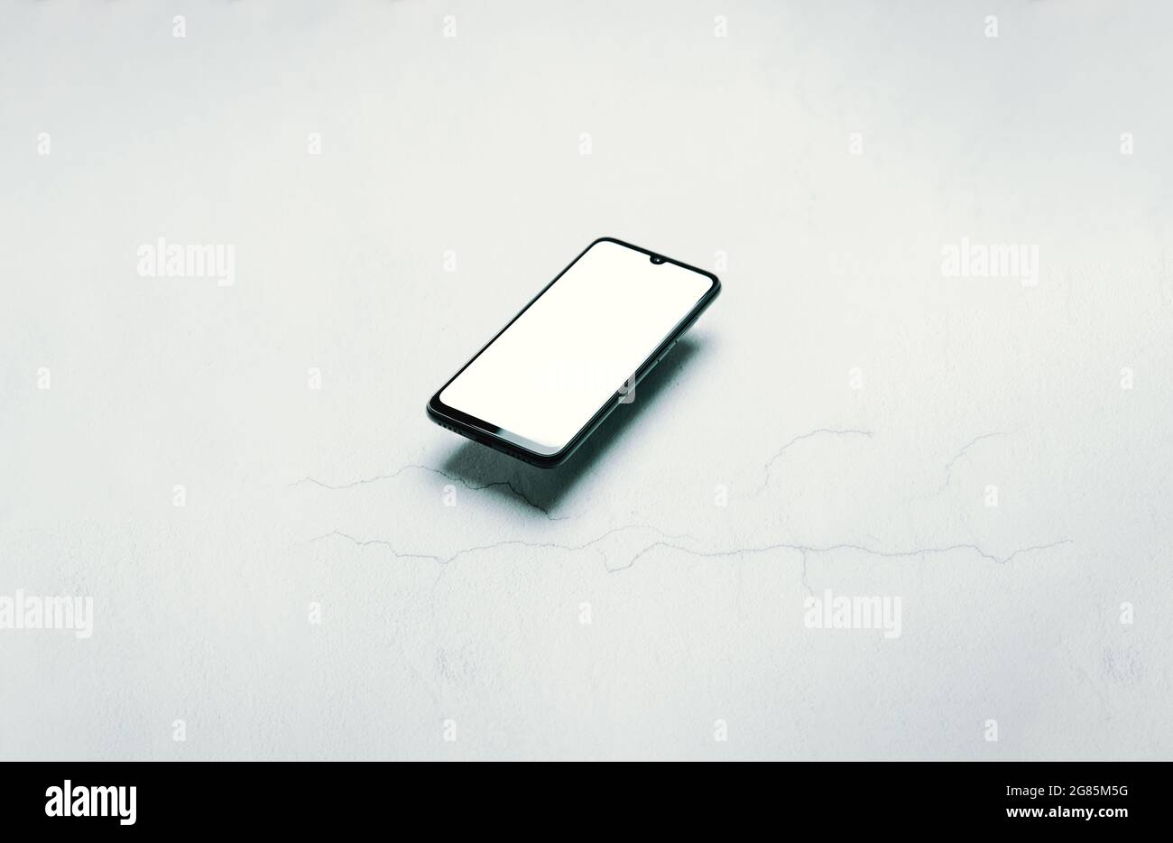 Smartphone floating over a white surface Stock Photo - Alamy