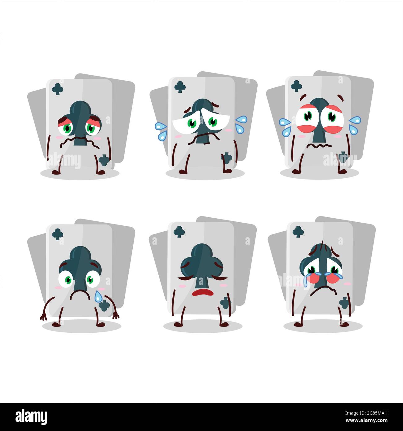 Remi card club cartoon character with sad expression. Vector ...