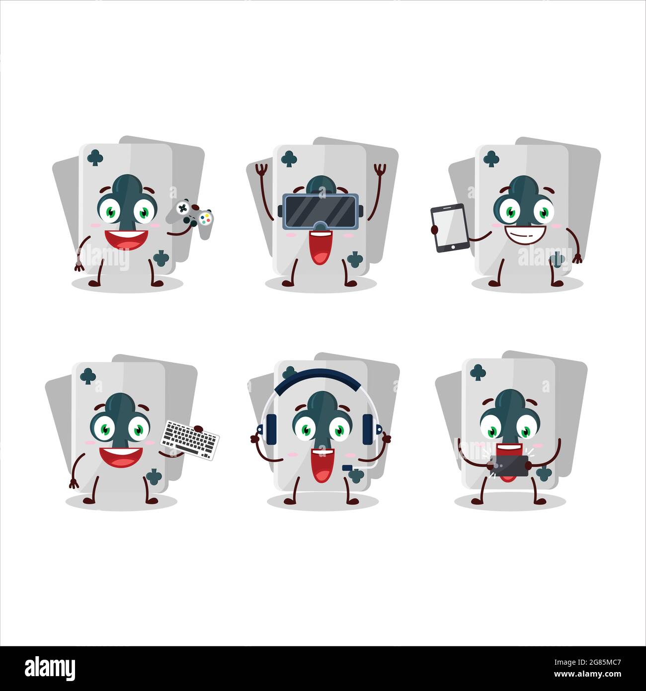 Remi card club cartoon character are playing games with various cute ...