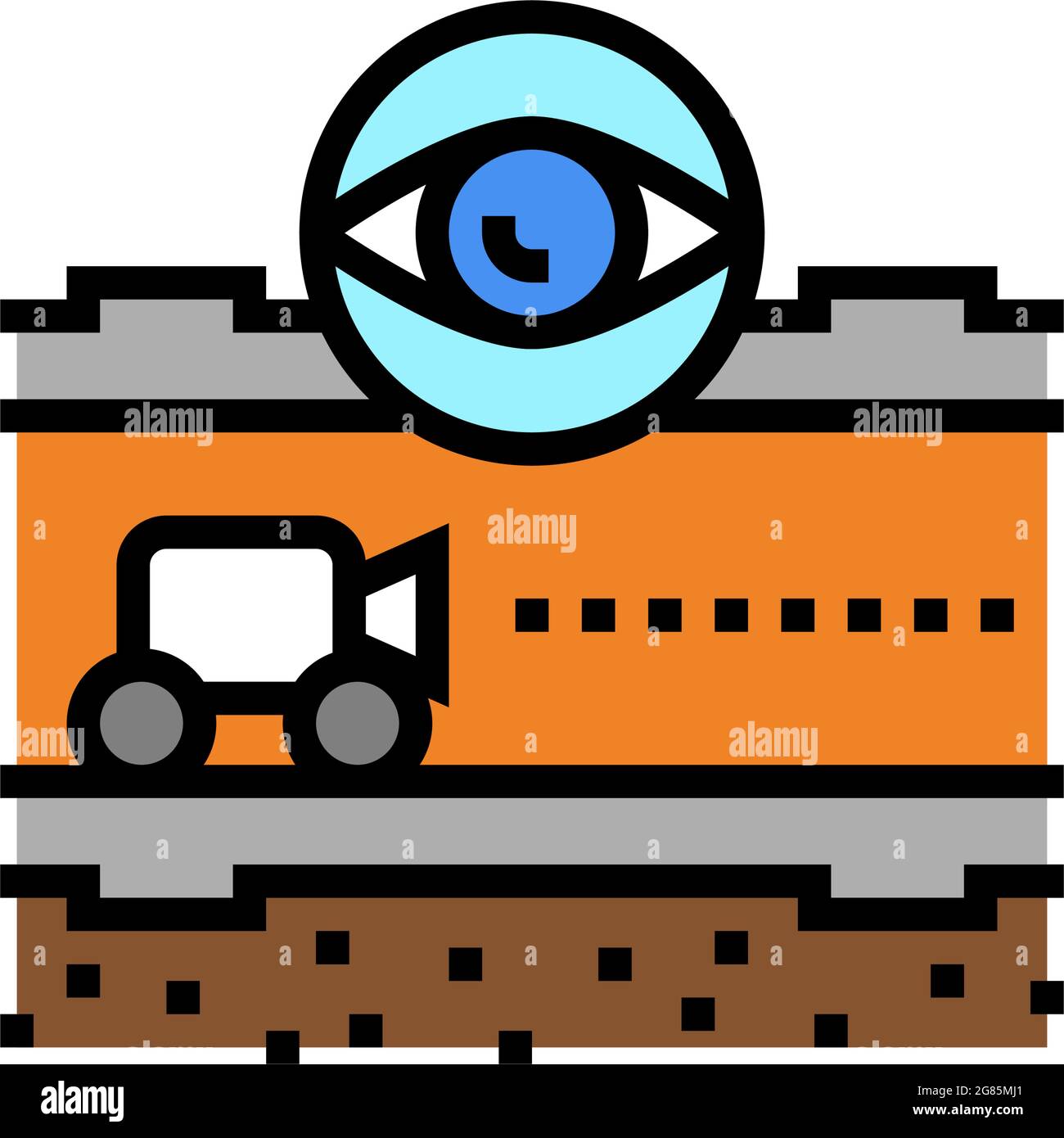 supervision and researching pipeline construction color icon vector ...